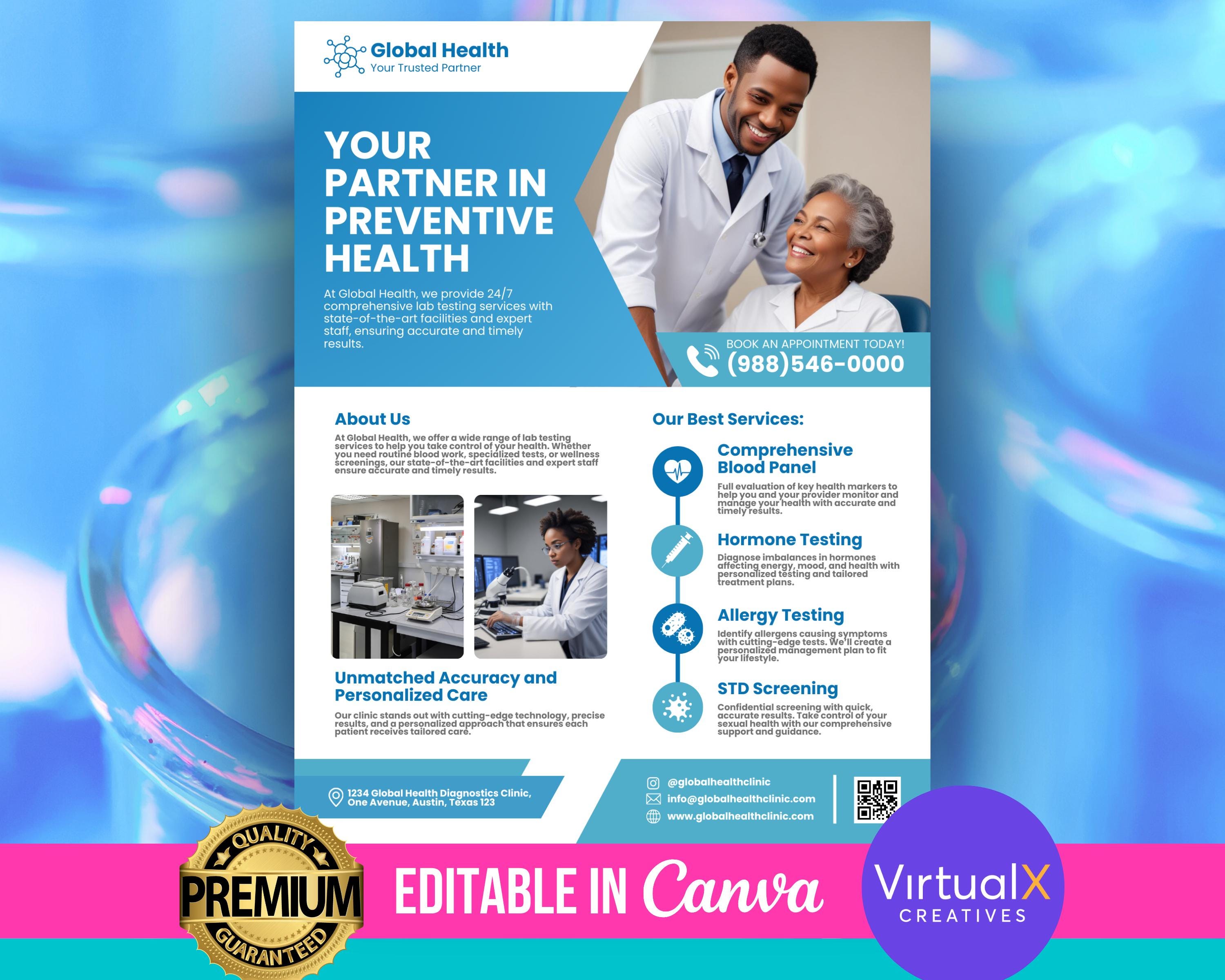 Lab Testing Flyer, Medical Laboratory Flyer, Diagnostics Clinic, Mobile ...