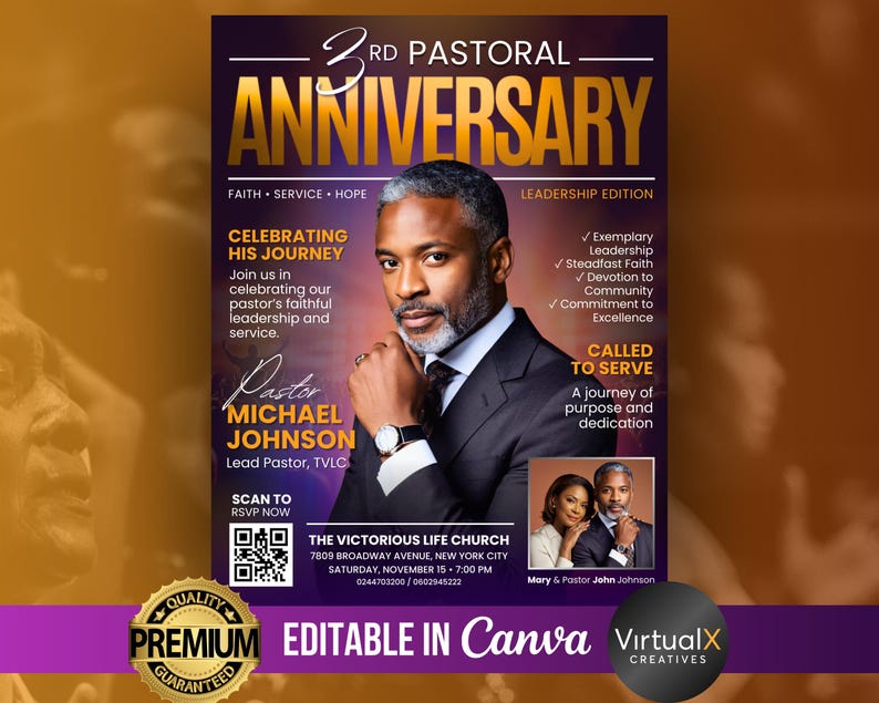 Pastoral Anniversary Flyer | Pastor Appreciation Magazine Template ...