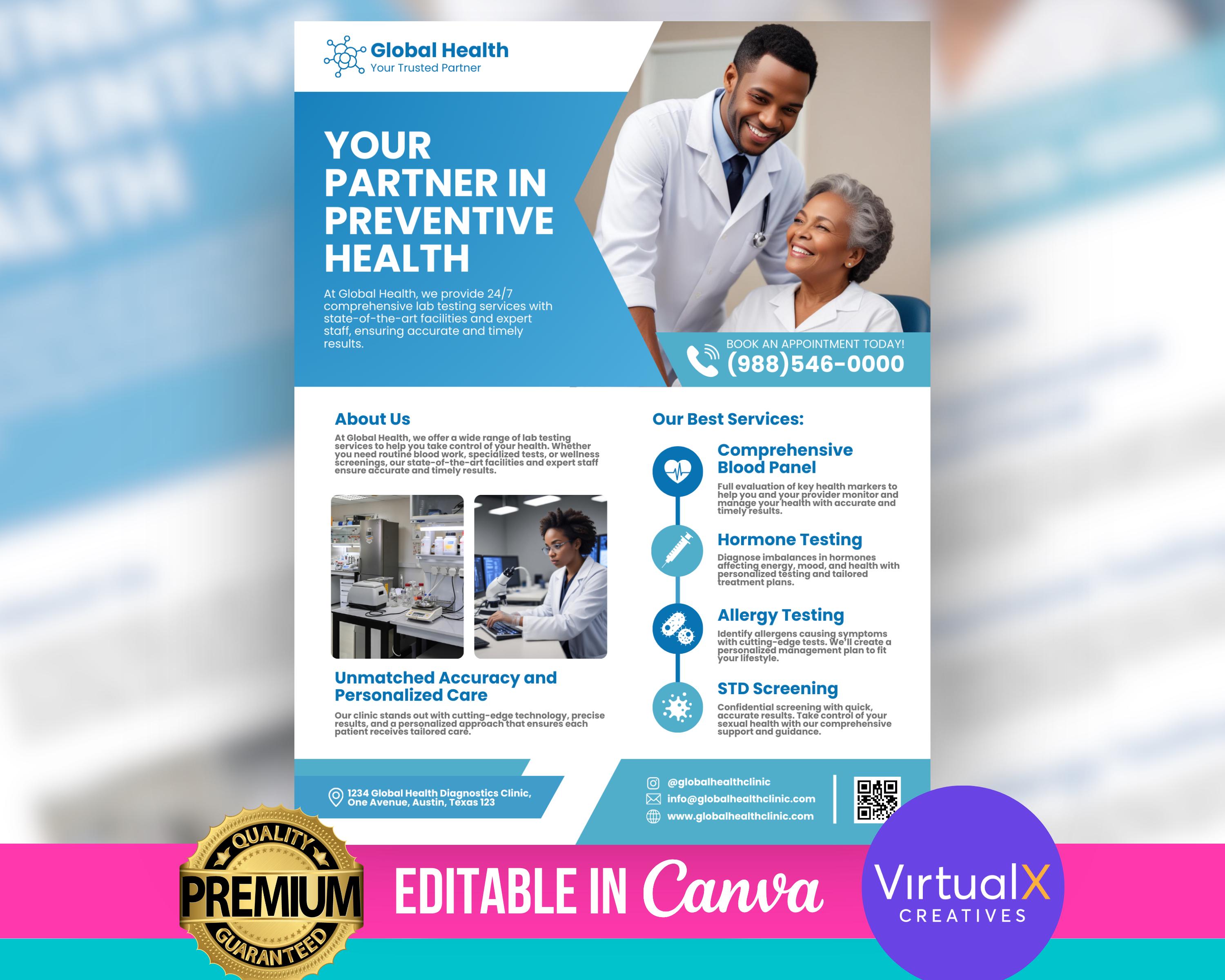 Lab Testing Flyer, Medical Laboratory Flyer, Diagnostics Clinic, Mobile ...