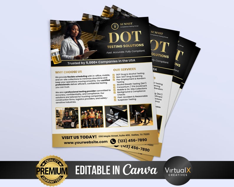 DOT Drug Testing Flyer Template | Alcohol Testing | Transportation ...