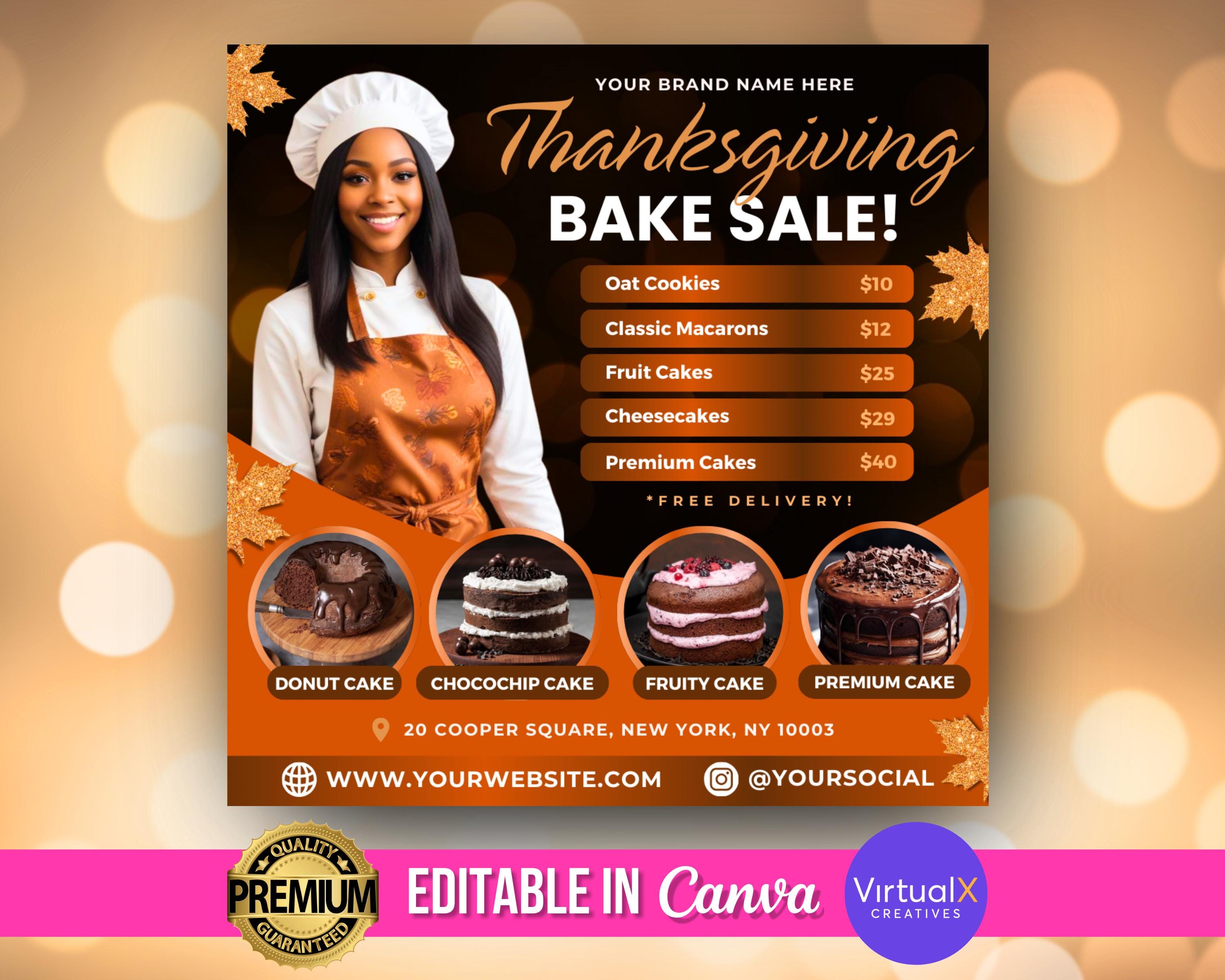 Thanksgiving Bake Desserts Flyer, Sweet Treats Sale Template, November ...