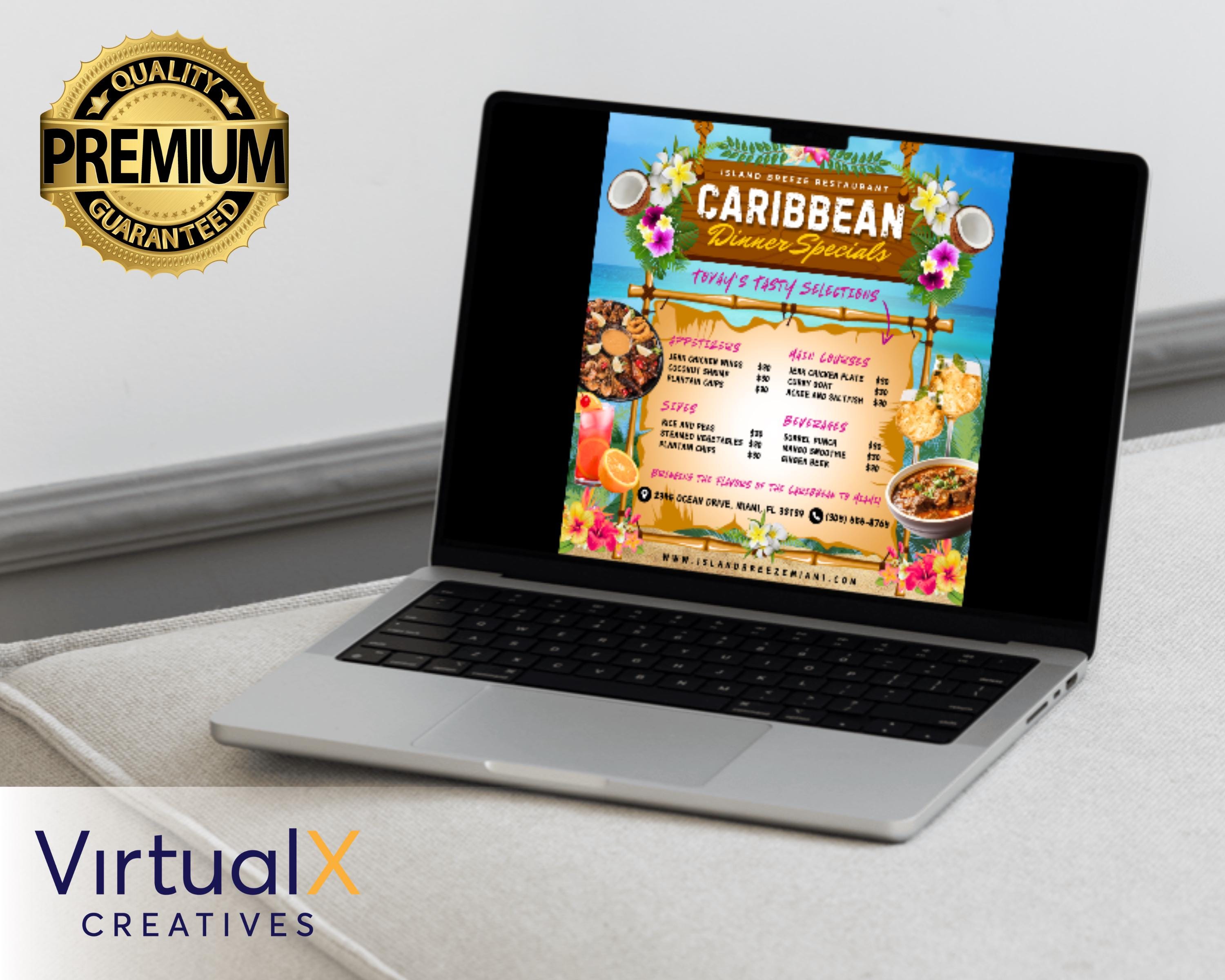Caribbean Food Menu Flyer, Jamaican Restaurant, Haitian Food Menu Flyer ...