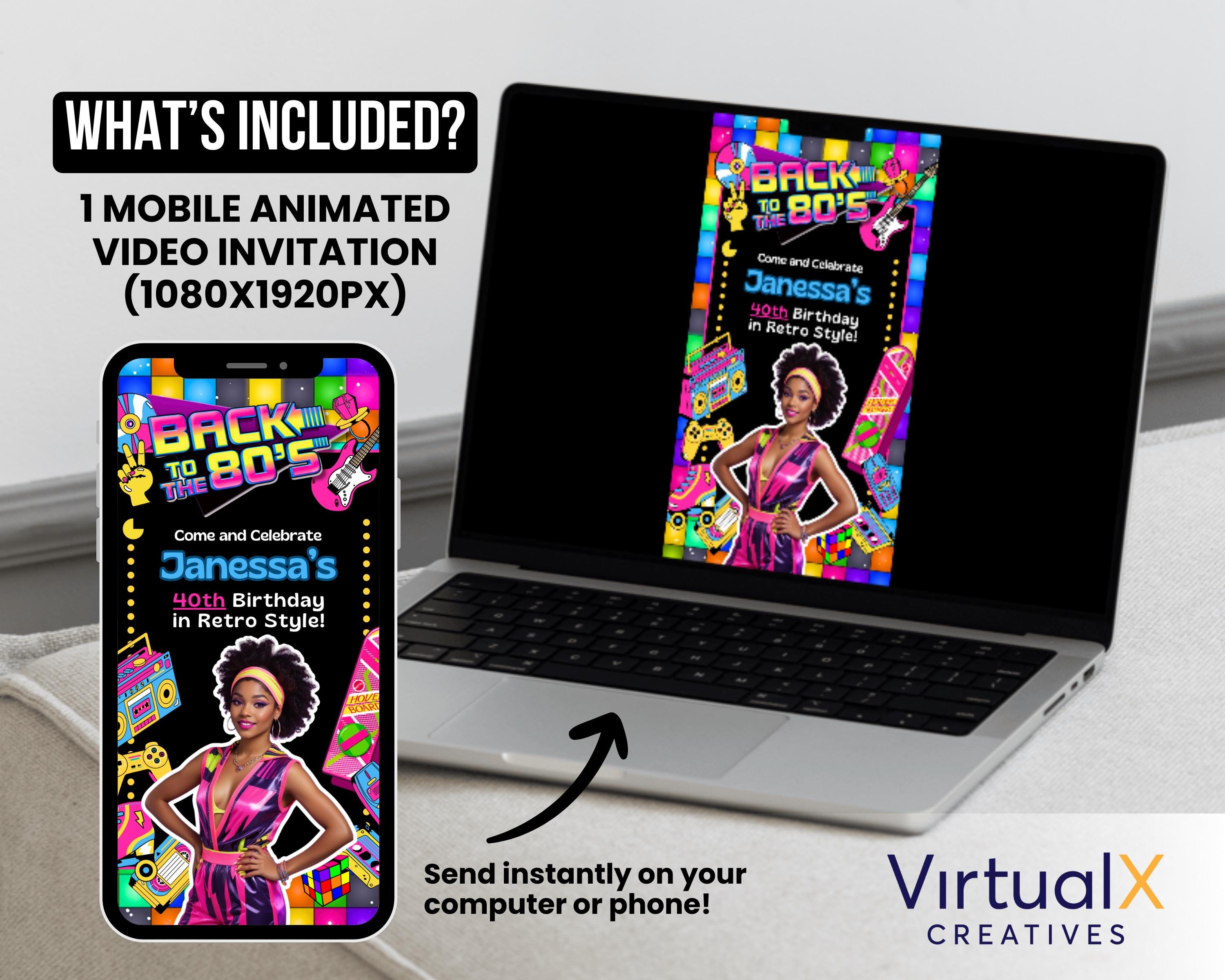 Back to the 80s Birthday Invitation, Editable Retro Party Video Invite ...