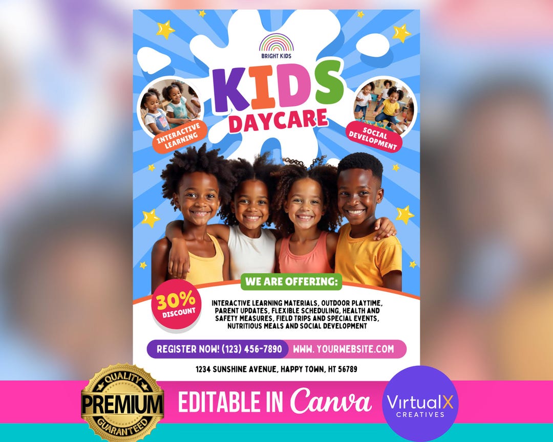 Child Care Service Flyer, Editable Daycare Template, Childcare Flyer ...