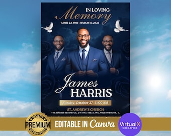 Editable DIY Funeral Announcement Social Media Flyer, Canva Template,in Loving Memory Kids ...