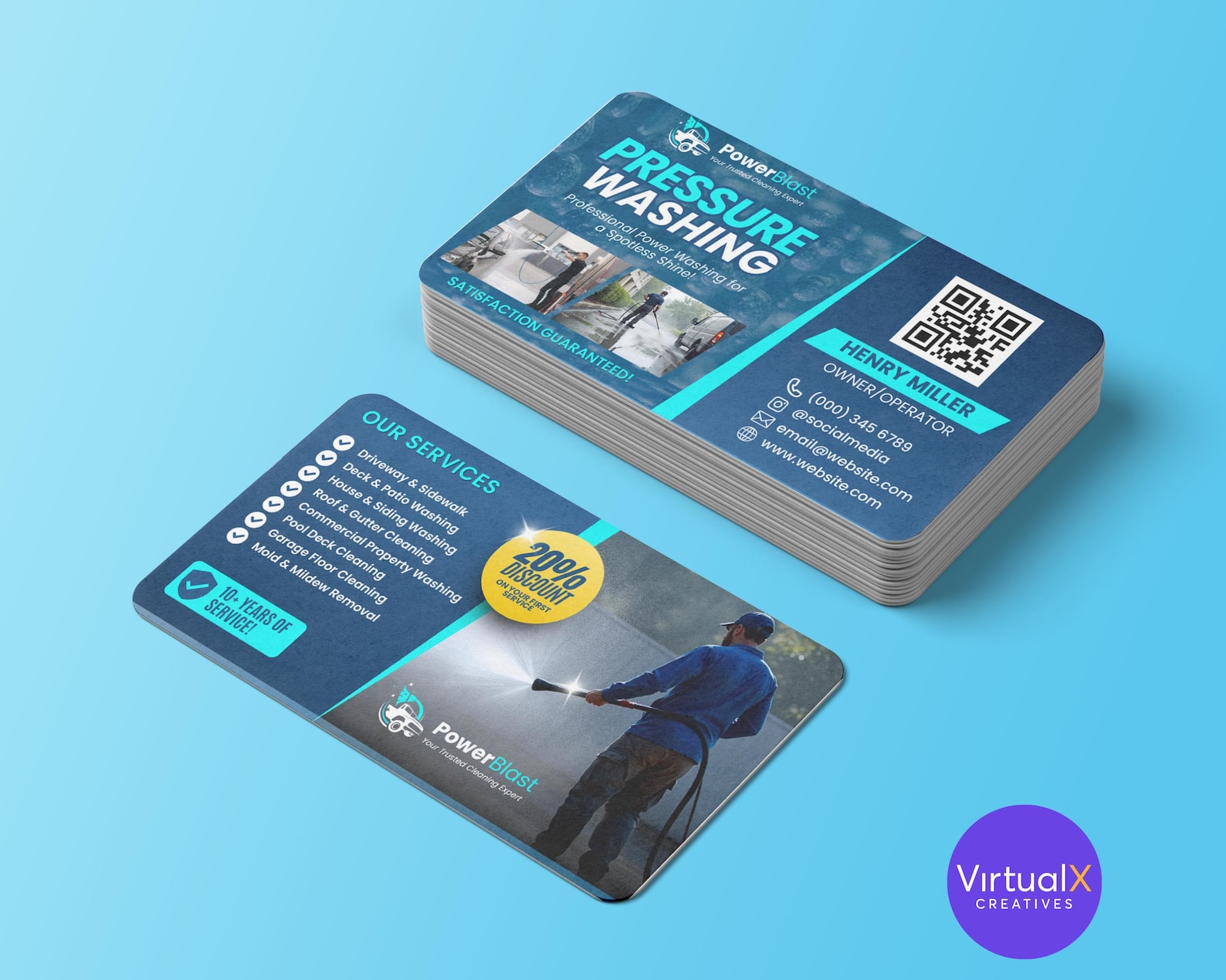 Power Washing Service Business Cards, Pressure Washing, Cleaning ...