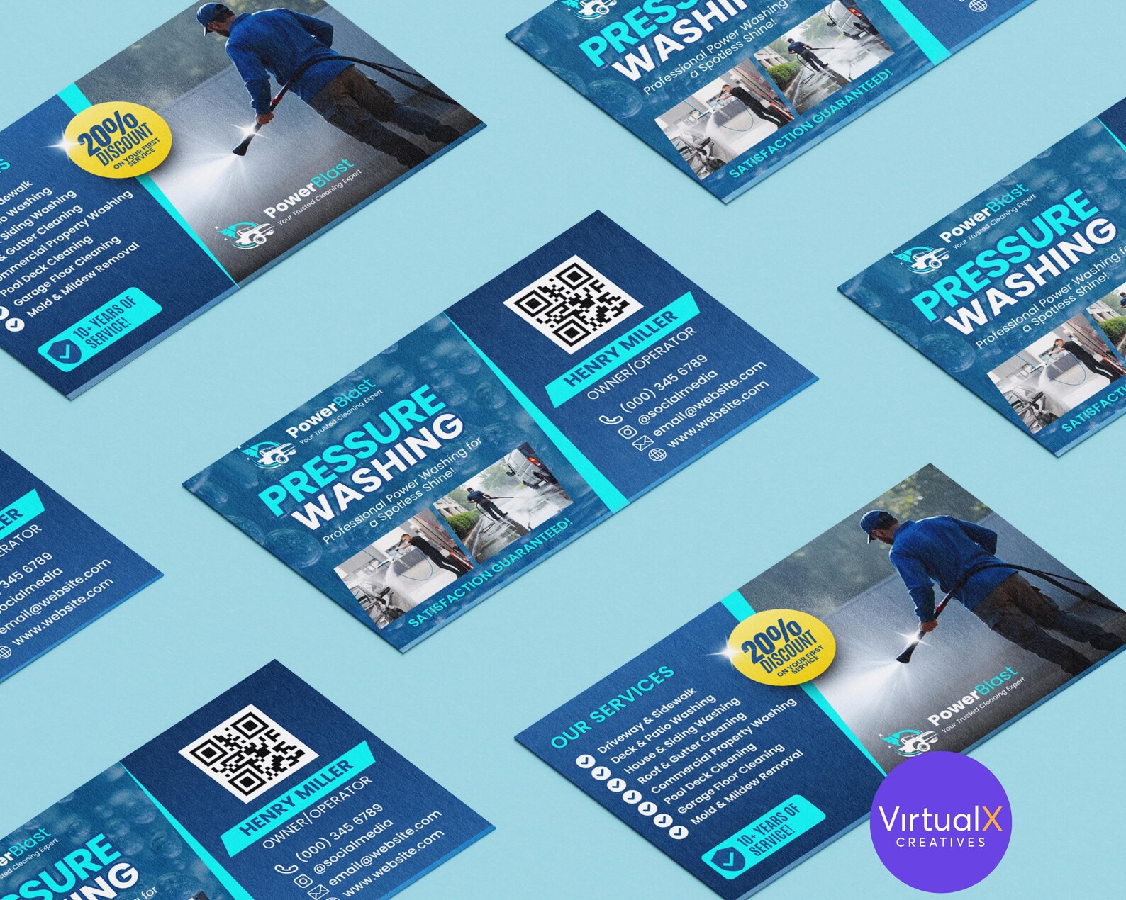 Power Washing Service Business Cards, Pressure Washing, Cleaning ...