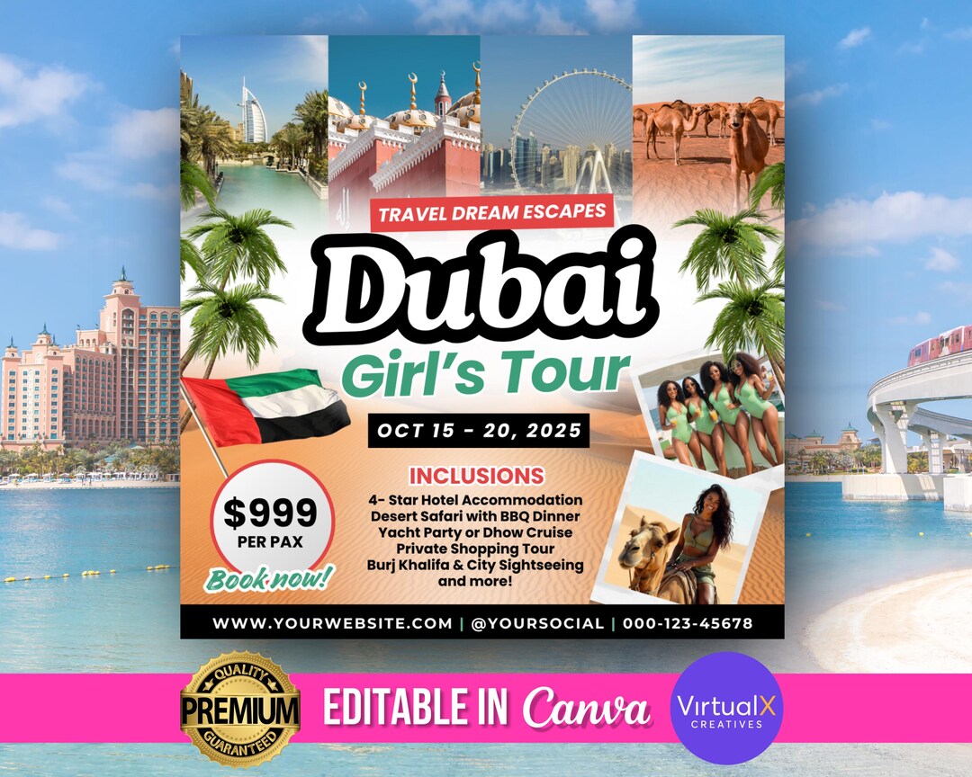 Dubai Travel Agent Flyer, Dubai Vacation Flyer, Book a Vacation Flyer ...