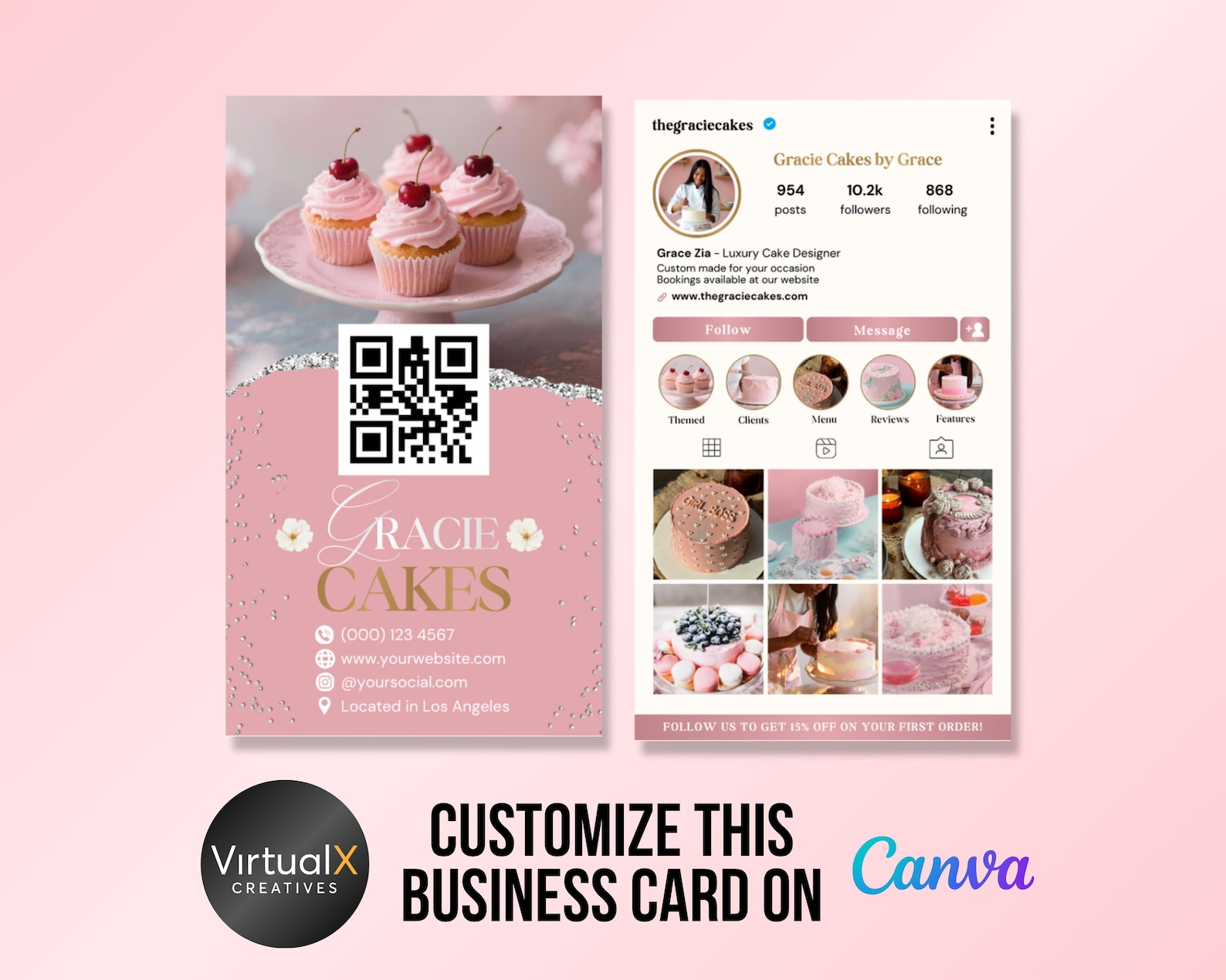 Bakery Instagram Business Card, QR Card, Cake Shop IG Calling Card ...