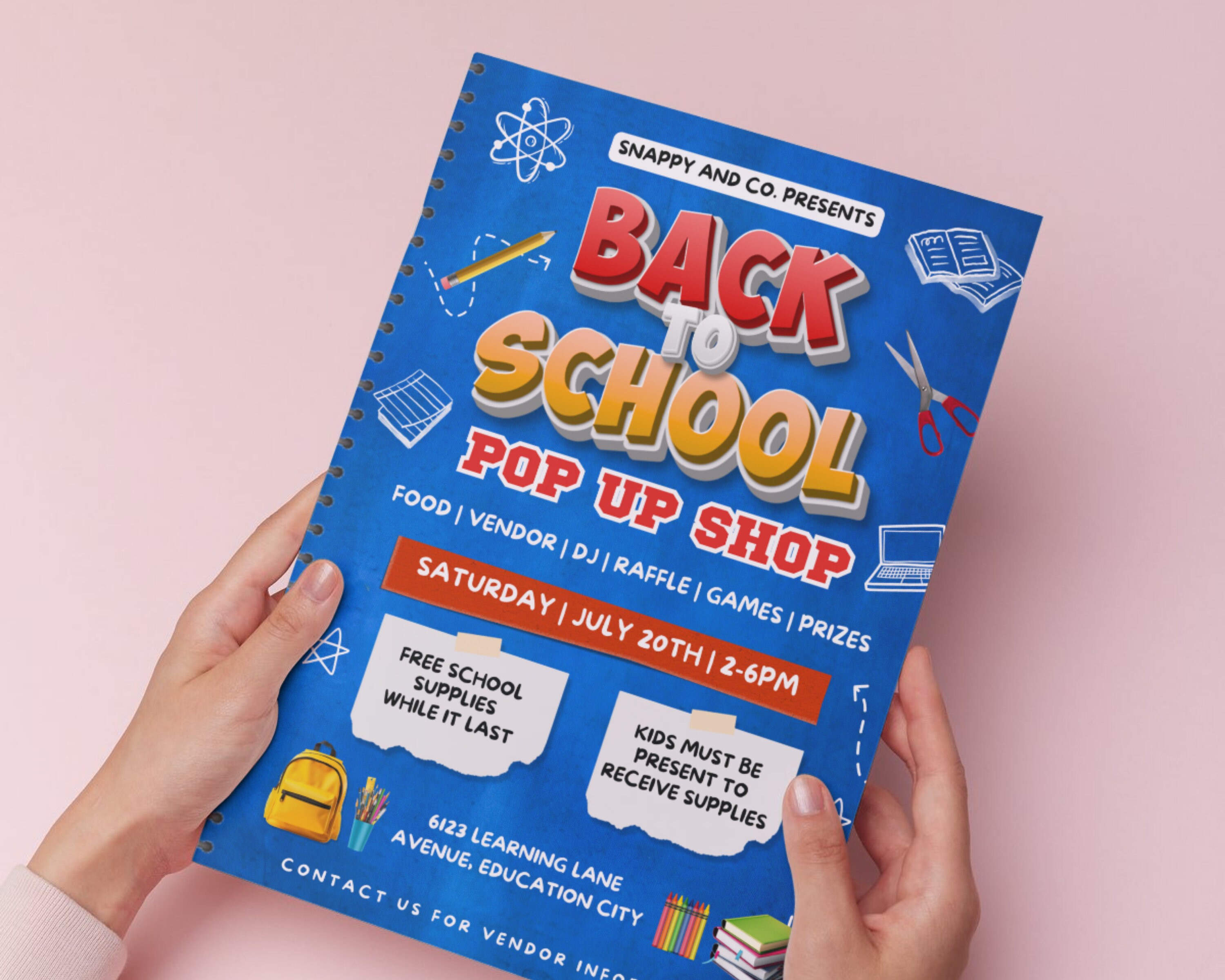 Back to School Pop up Shop, Canva Editable Flyer Template, Community ...