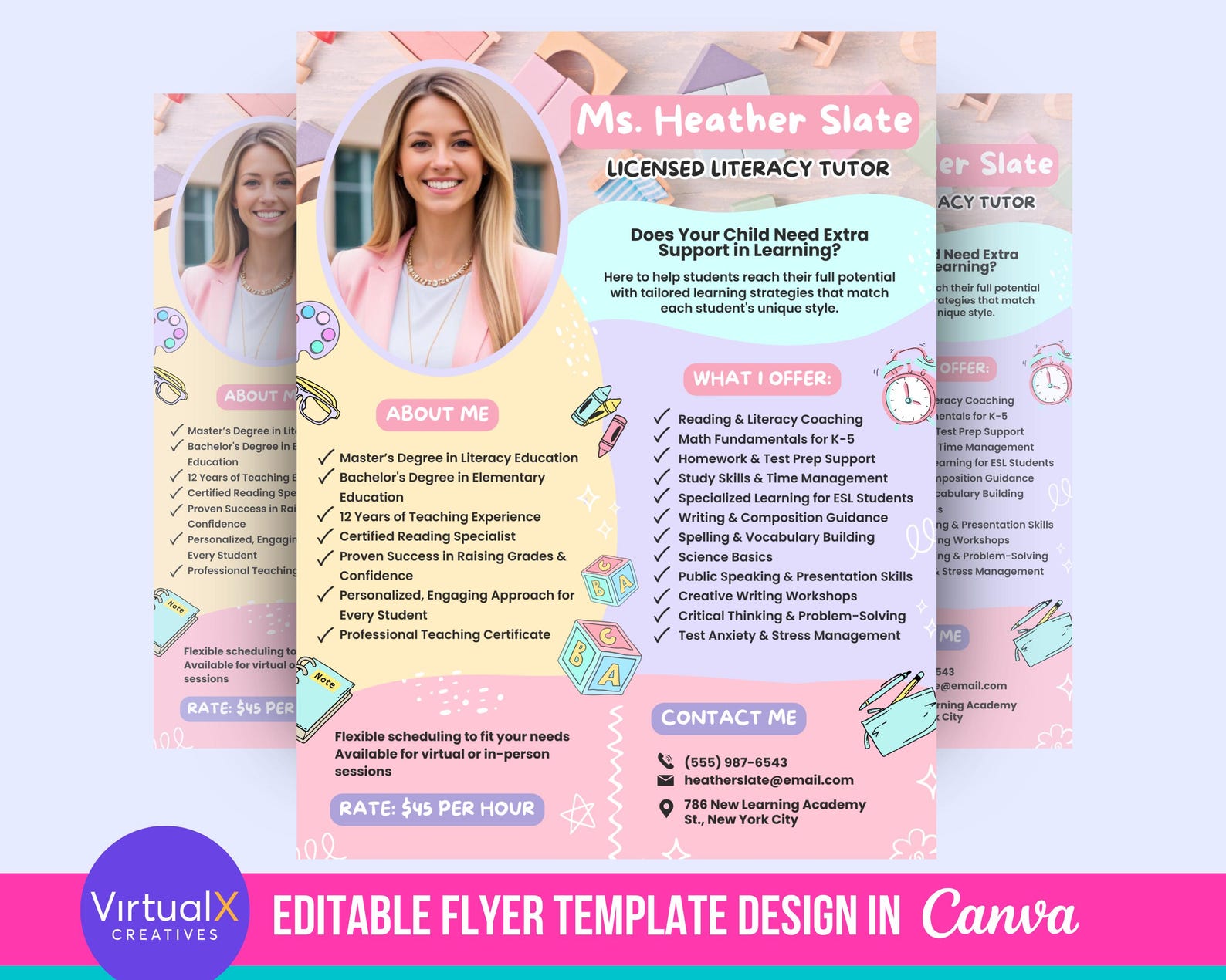 Editable Tutoring Flyer, Elementary Tutor Template, Summer Tutoring ...