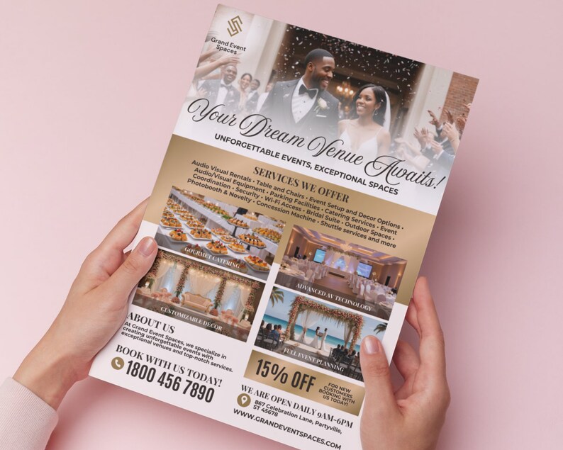 Event Rental Space Flyer, DIY Venue Rental Flyer, Party Essentials ...