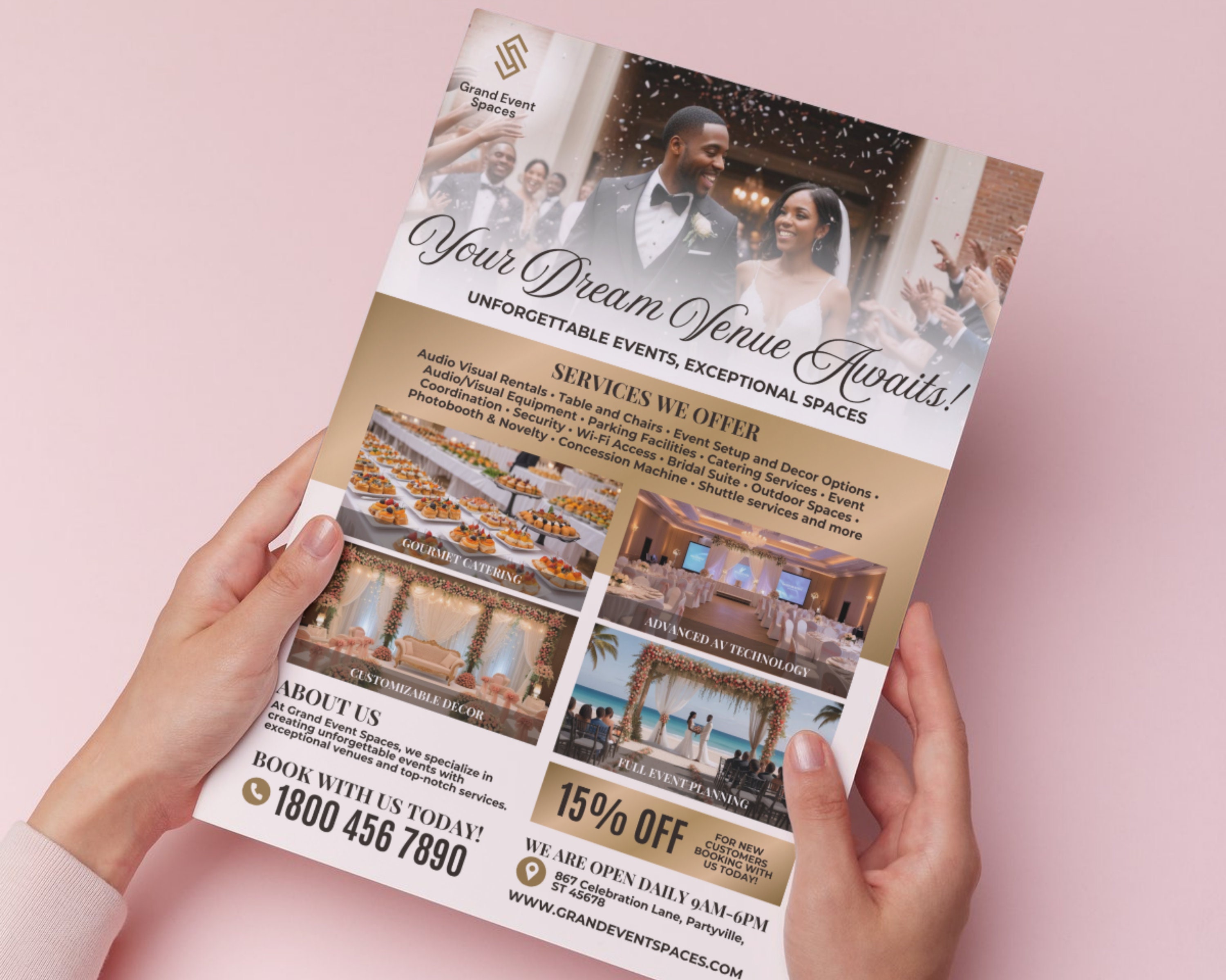 Event Rental Space Flyer, DIY Venue Rental Flyer, Party Essentials ...