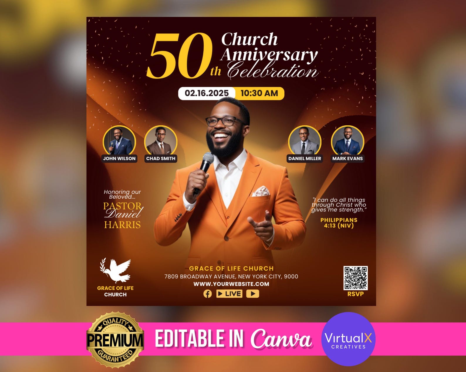 Church Anniversary Event Flyer, Worship Service, Church Invitation ...
