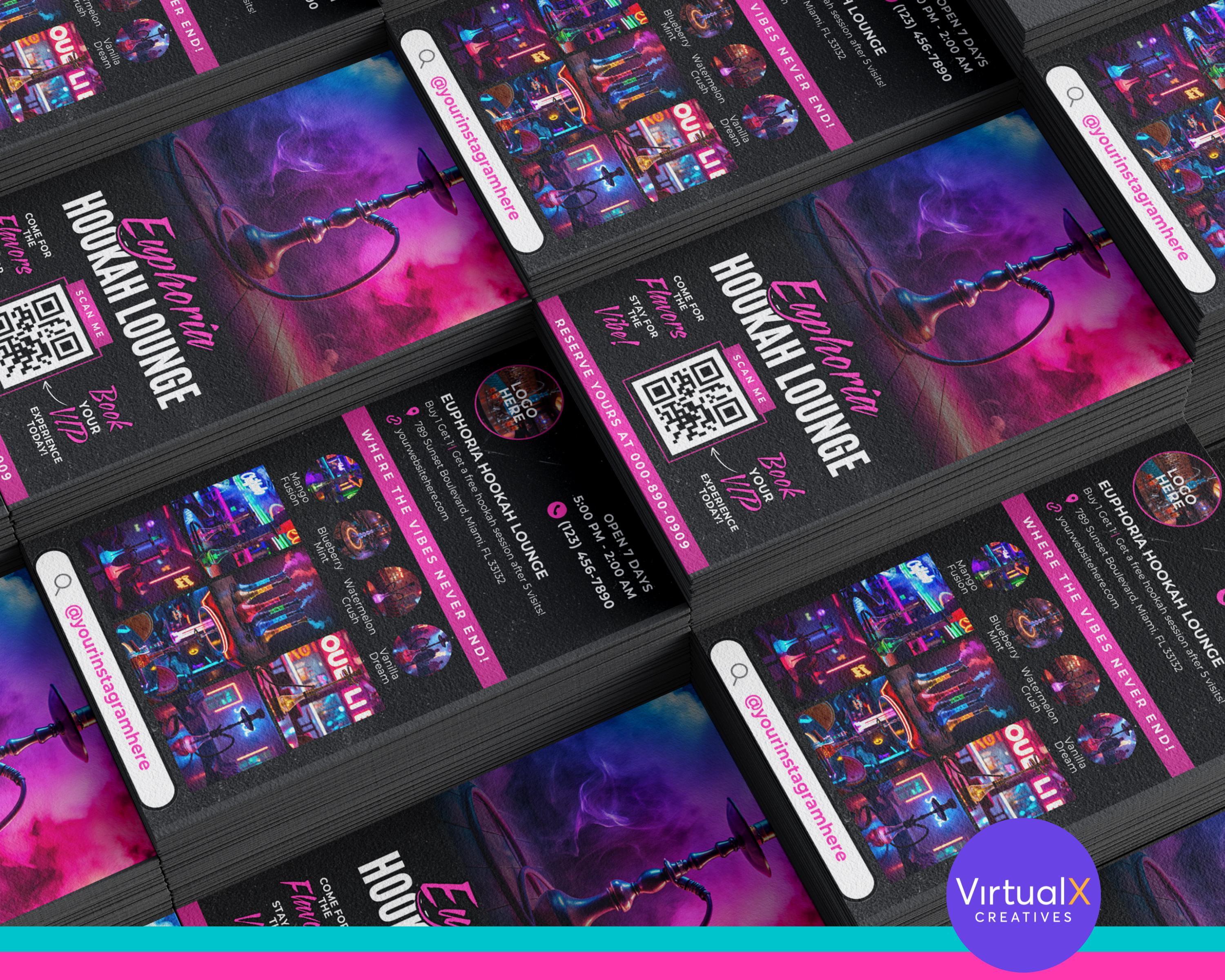 Hookah Business Cards, Editable Night Club Calling Card, Bar and Grill ...