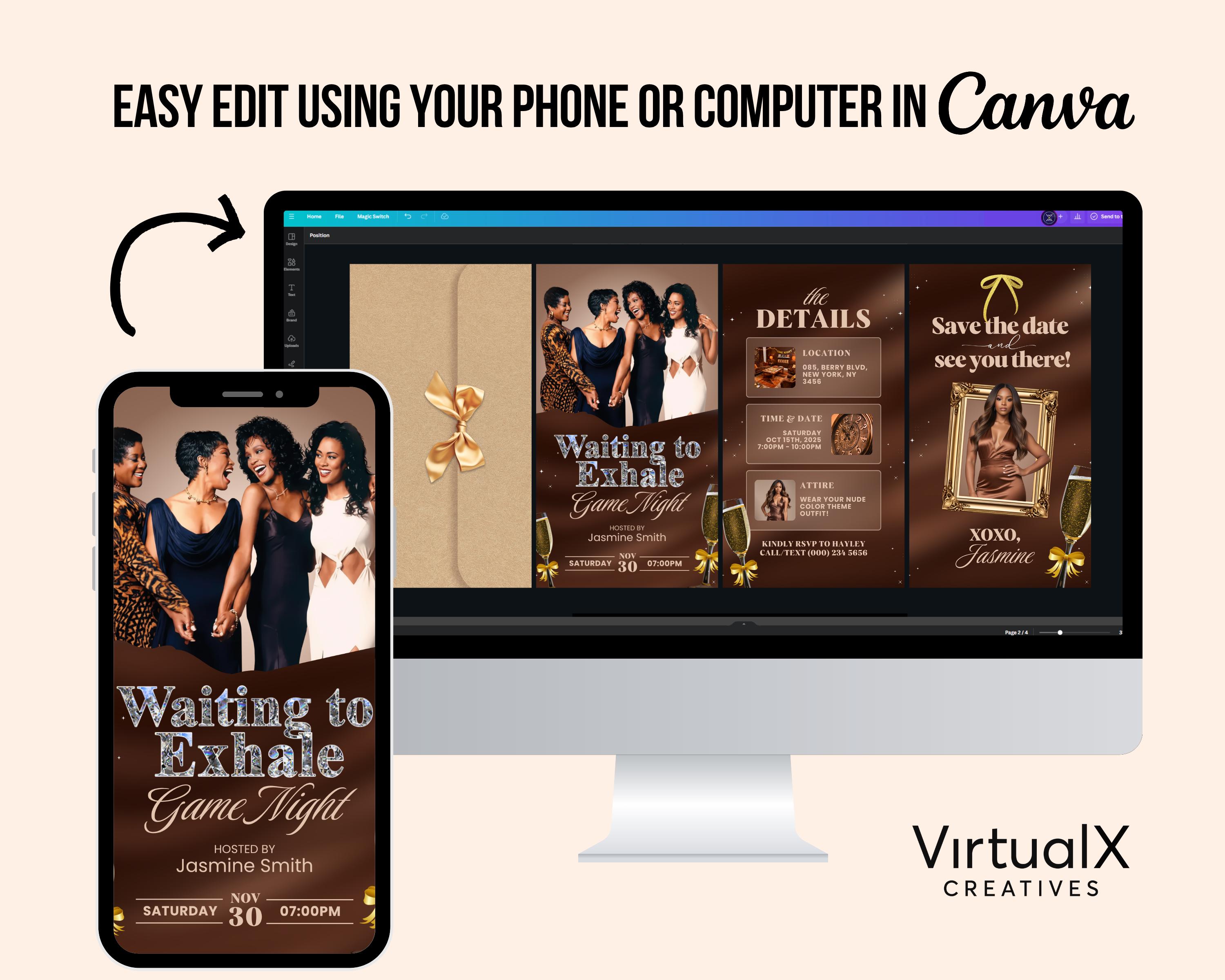 Waiting to Exhale Games Night Invitation | Animated Girls Night Evite ...