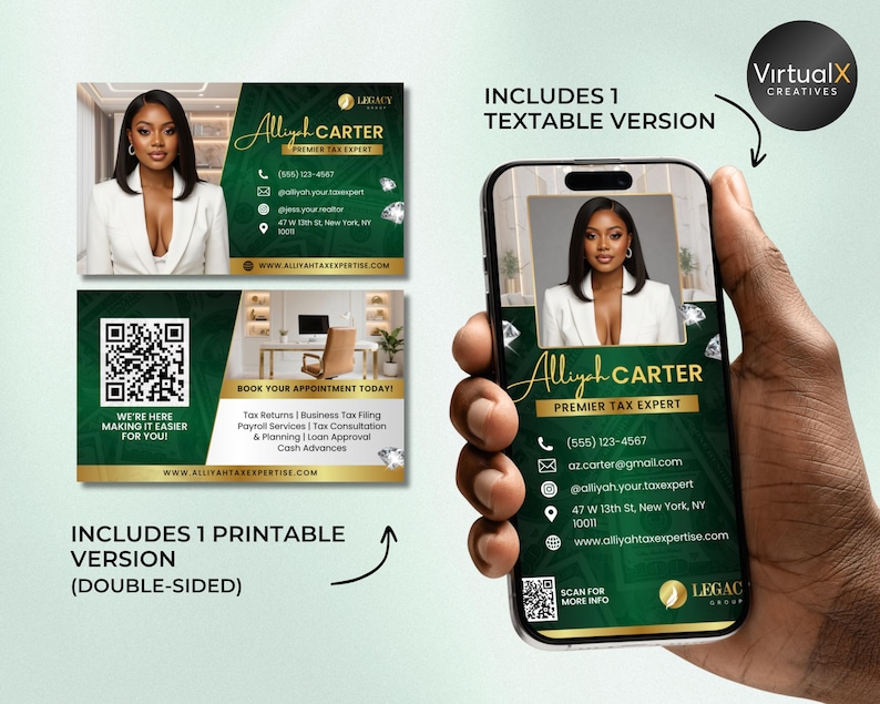 Tax Consultant Business Card, Accountant Calling Card, Textable Tax ...