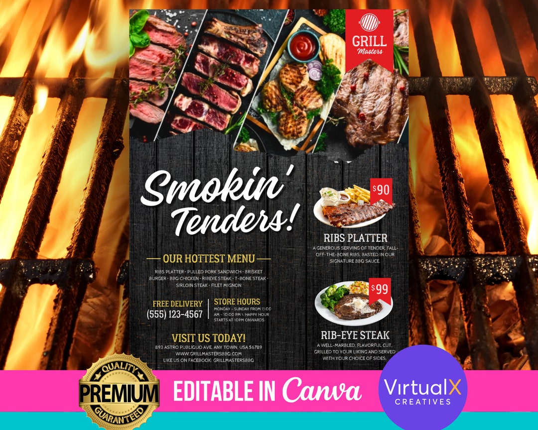 Food Flyer Template | BBQ Sale Menu, Cookout, Chef, Food Truck, Cooking ...