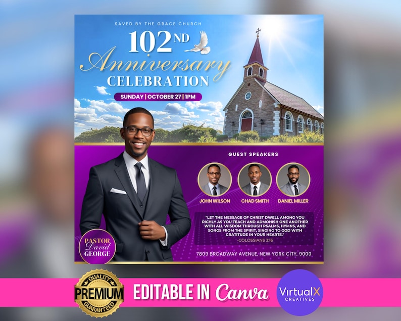 Church Anniversary Flyer, Church Program Flyer, Pastor Appreciation ...