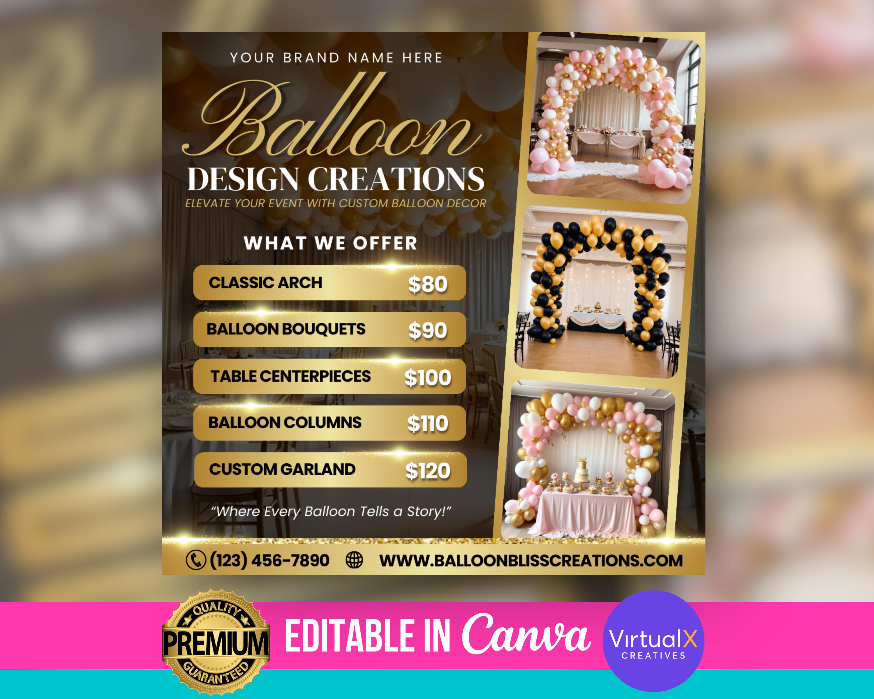 Balloon Decor Flyer Template, Balloon Business Advertisement, DIY ...