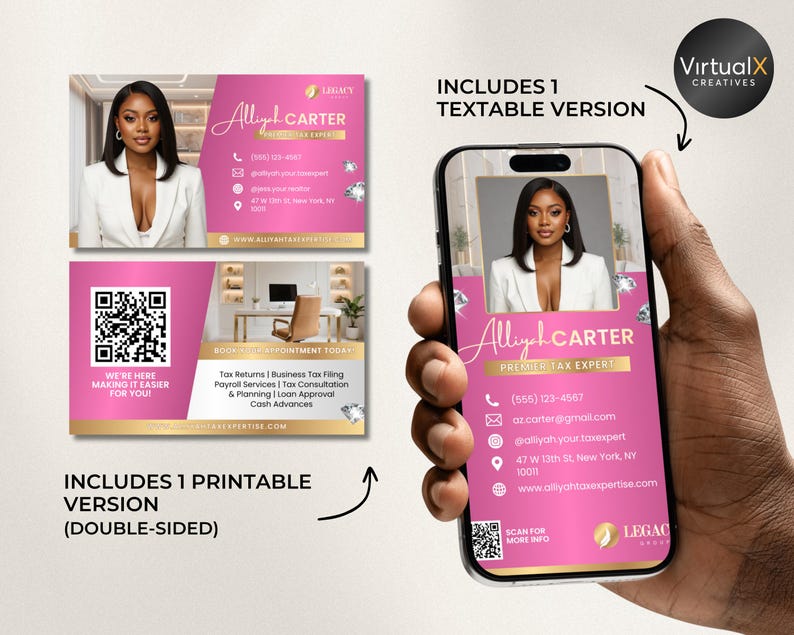 Tax Consultant Business Card, Accountant Calling Card, Textable Tax ...