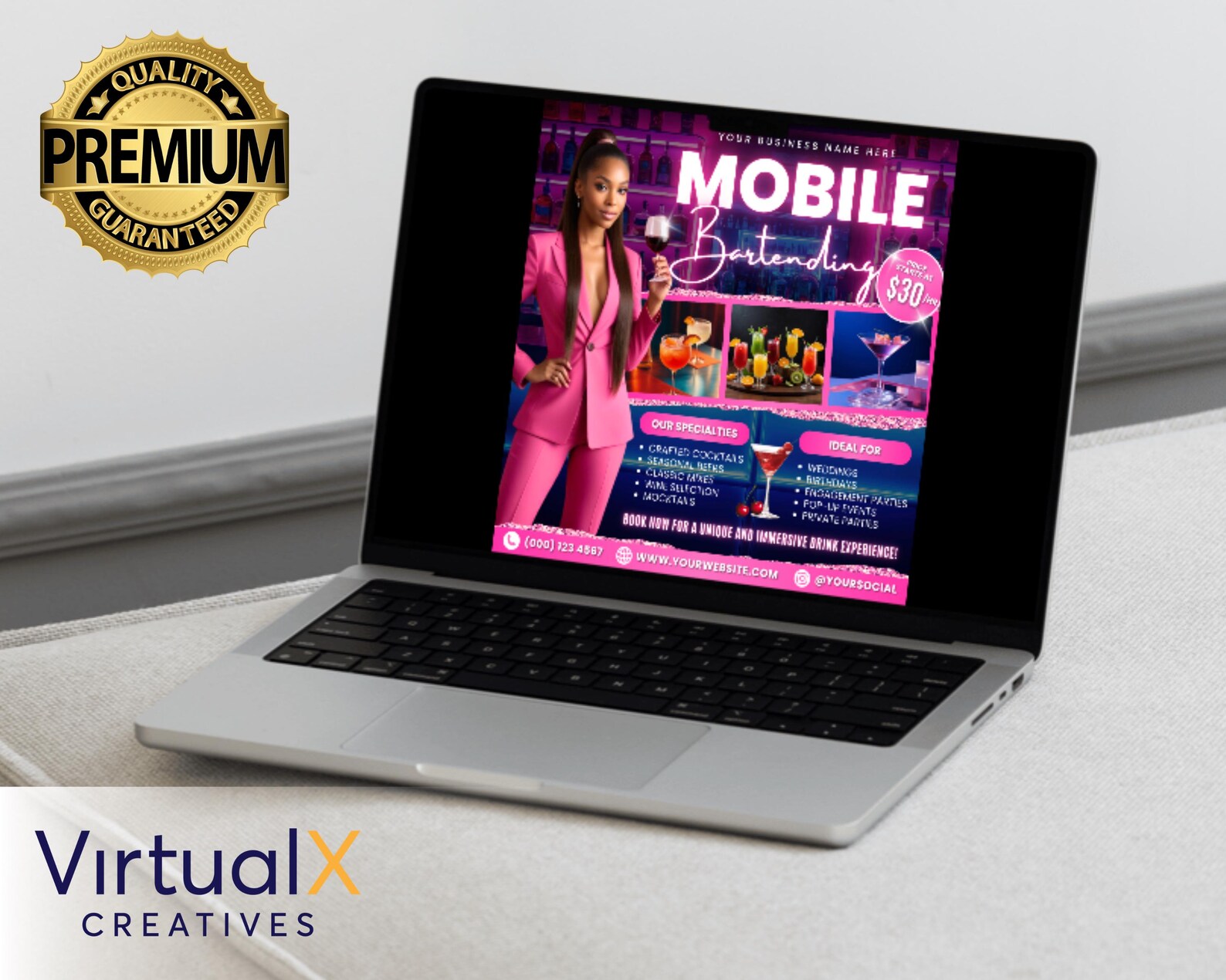 Mobile Bartending Flyer, Event Bartender Flyer, Mixologist Flyer ...