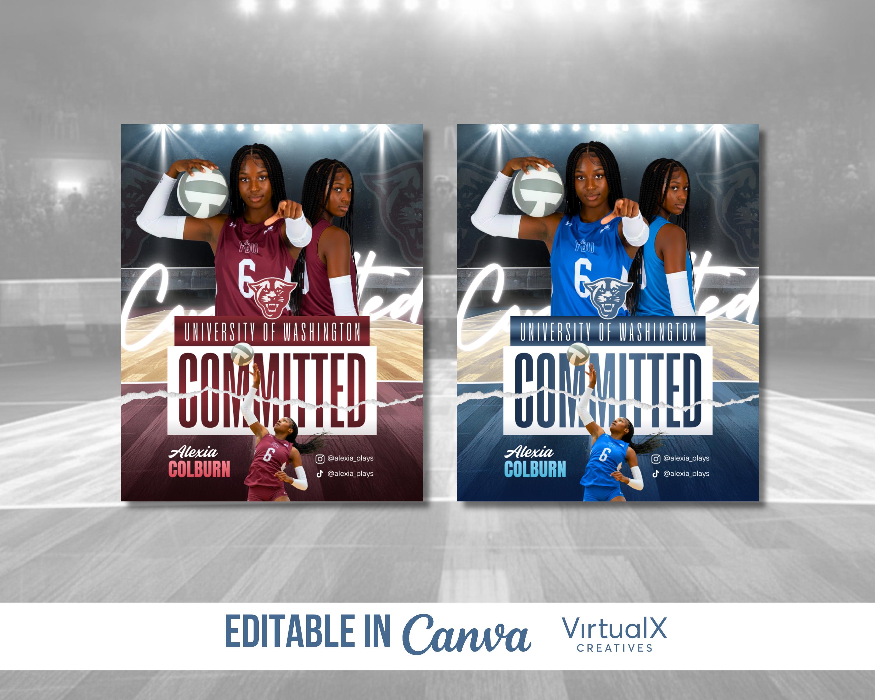 Sports Committed Poster, High School Commitment Social Media Flyer ...