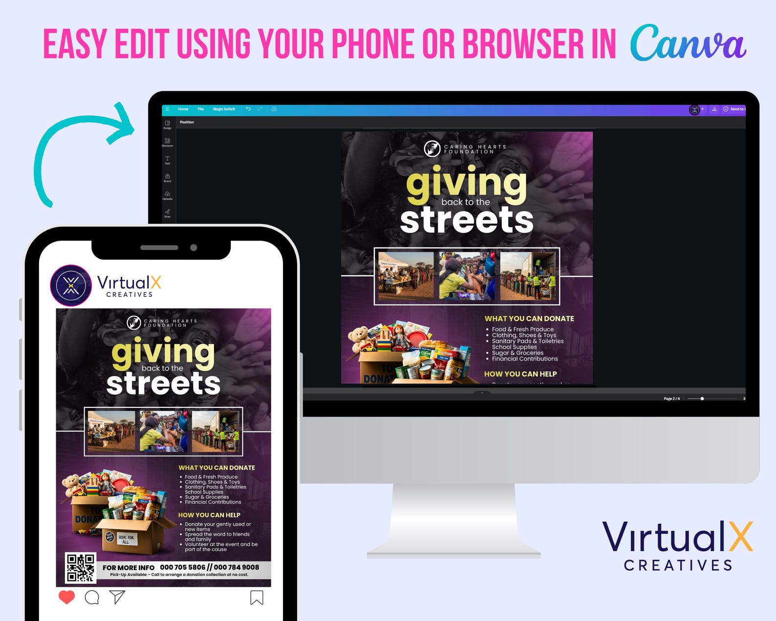 Giving Back Flyer Template | Editable Charity Donation Poster ...