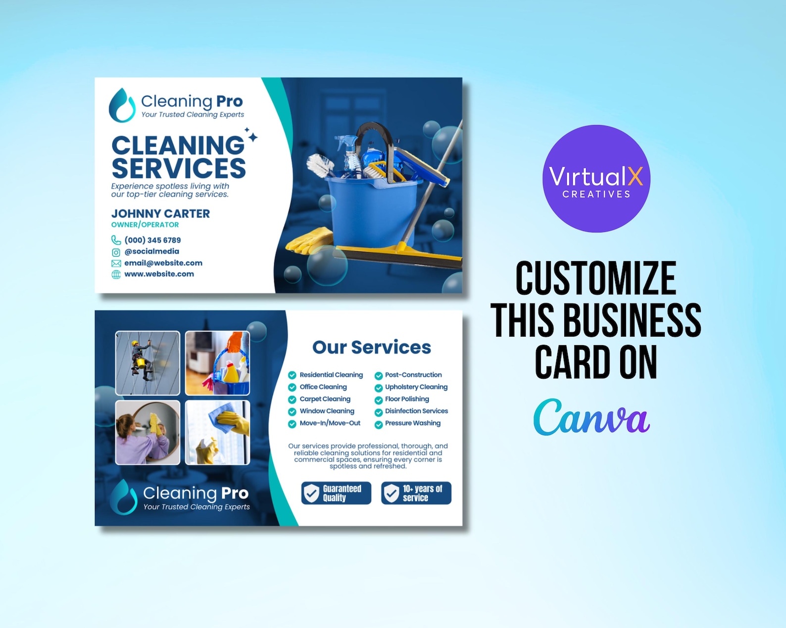 Cleaning Services Business Cards, Housekeeping Card, Cleaning Service ...