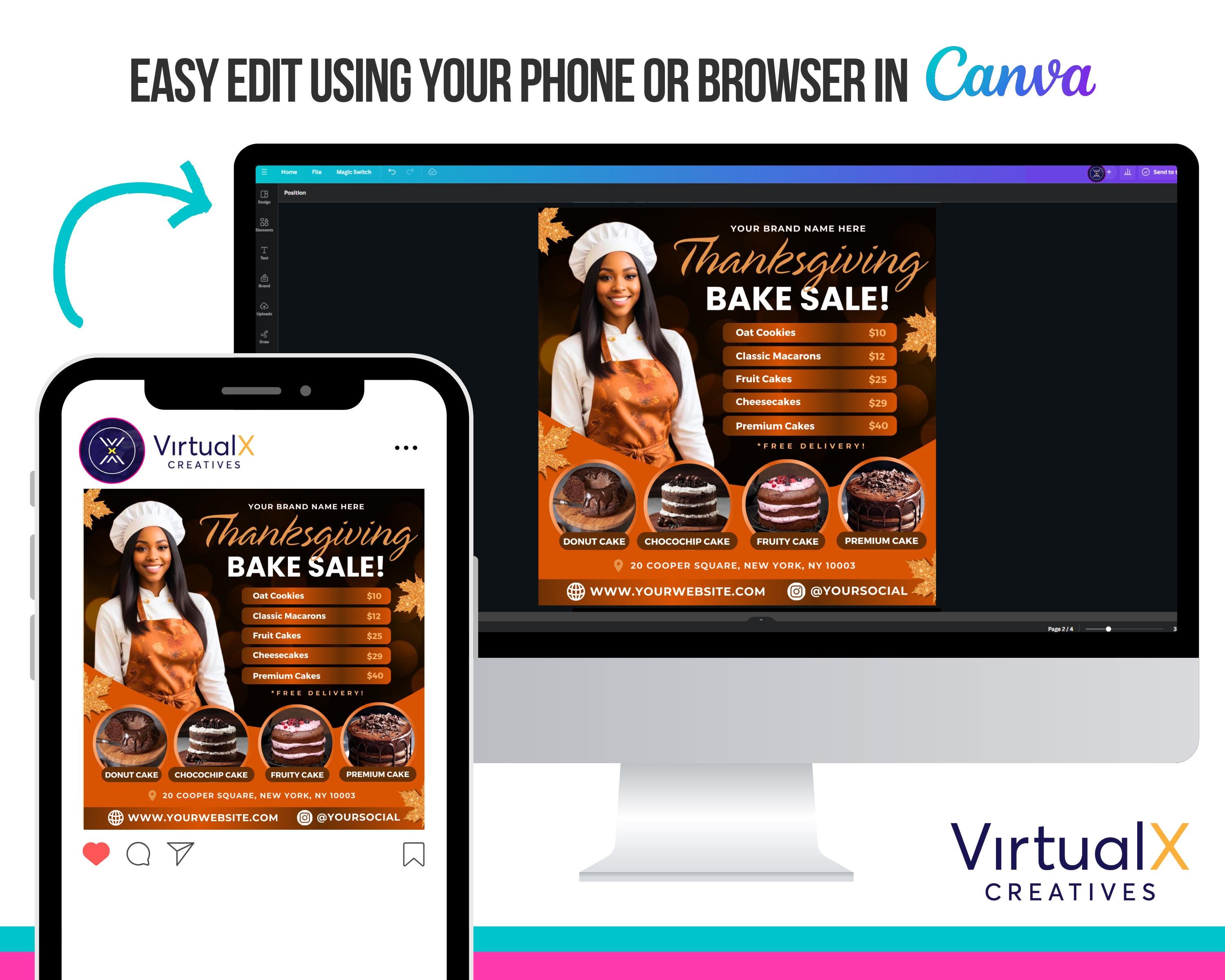 Thanksgiving Bake Desserts Flyer, Sweet Treats Sale Template, November ...