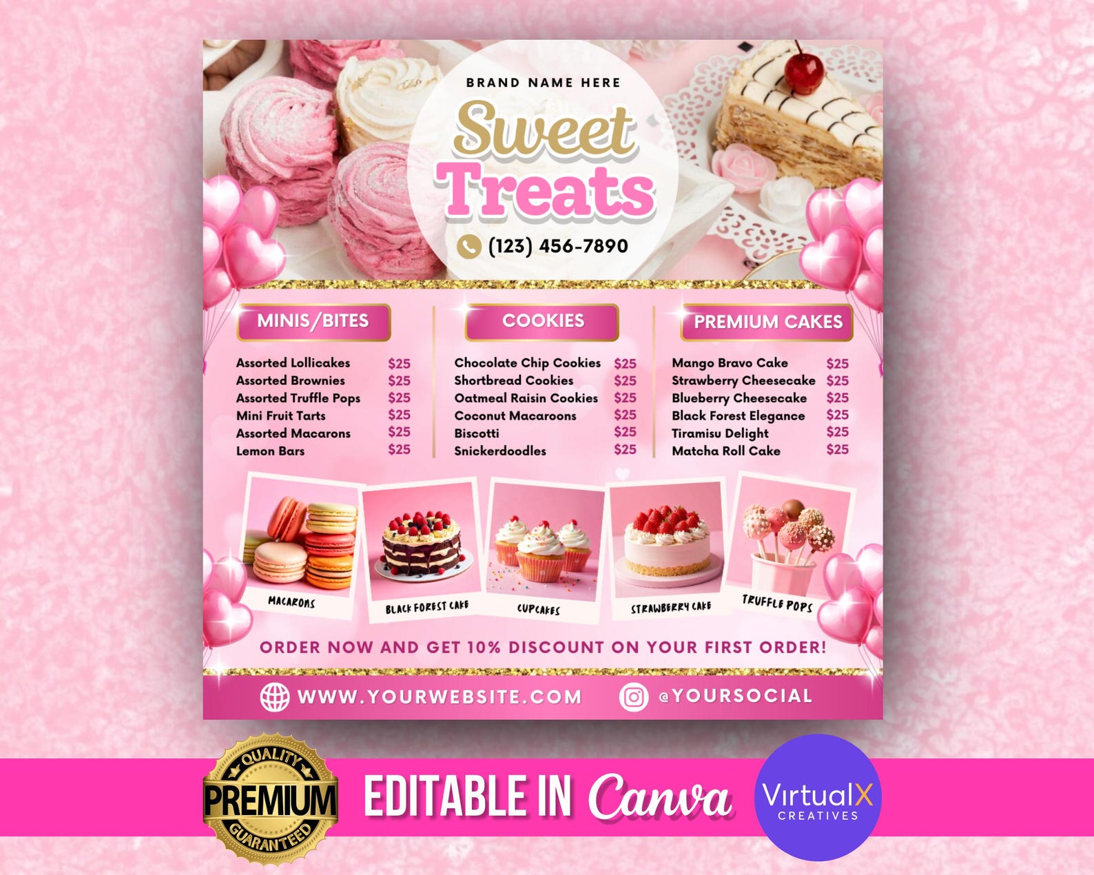 Bakery Flyer, Editable Tasty Pastry Desserts, Sweet Treats Flyer, Bake ...