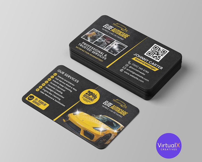 Mobile Car Detailing Business Cards, Auto Detailing Card, Car Wash ...