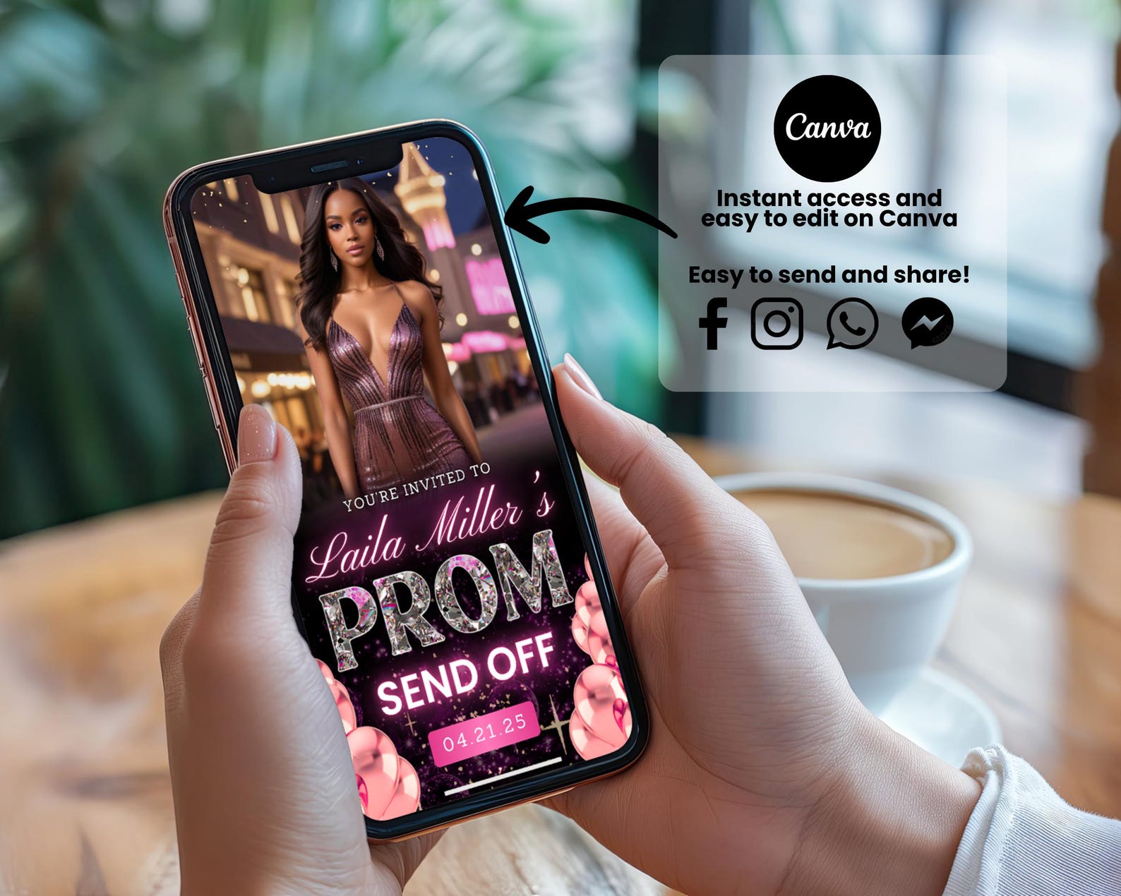 Pink Prom Send off Invite, Prom Party Animated Invitation, Men Prom ...