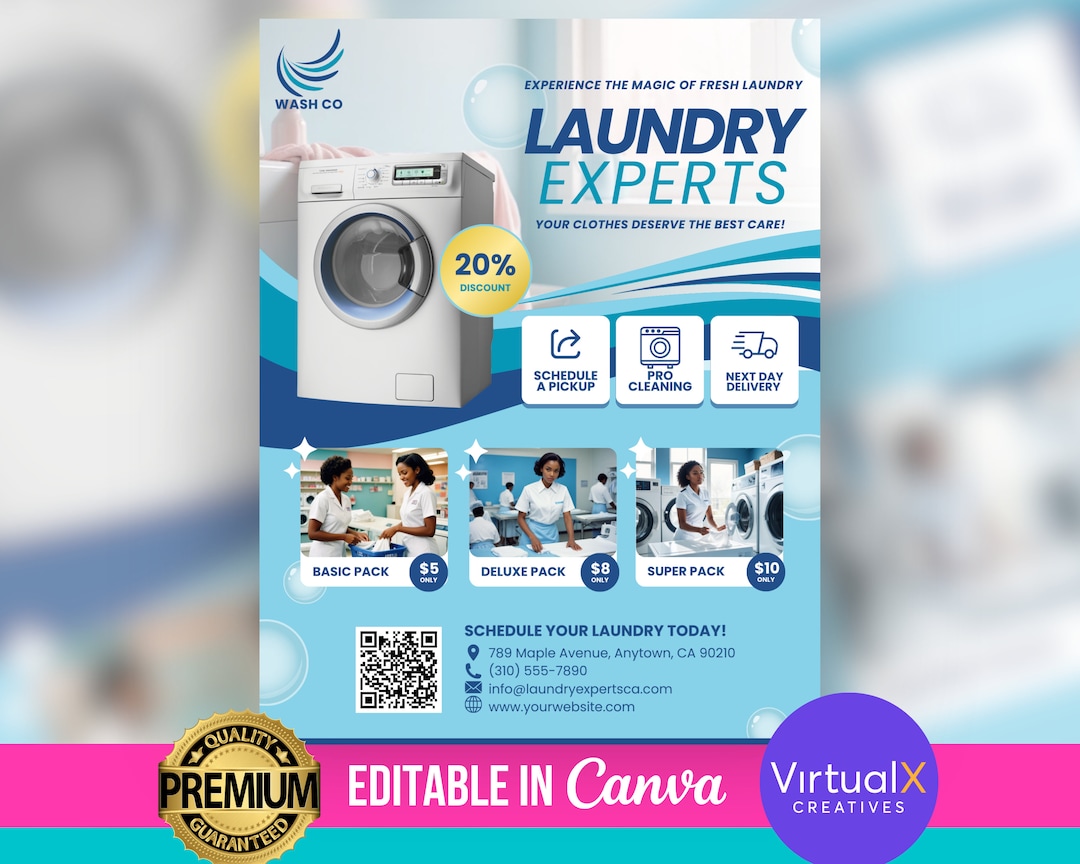 Laundry Service Flyer, Wash and Fold Flyer, Dry Cleaning Flyer ...