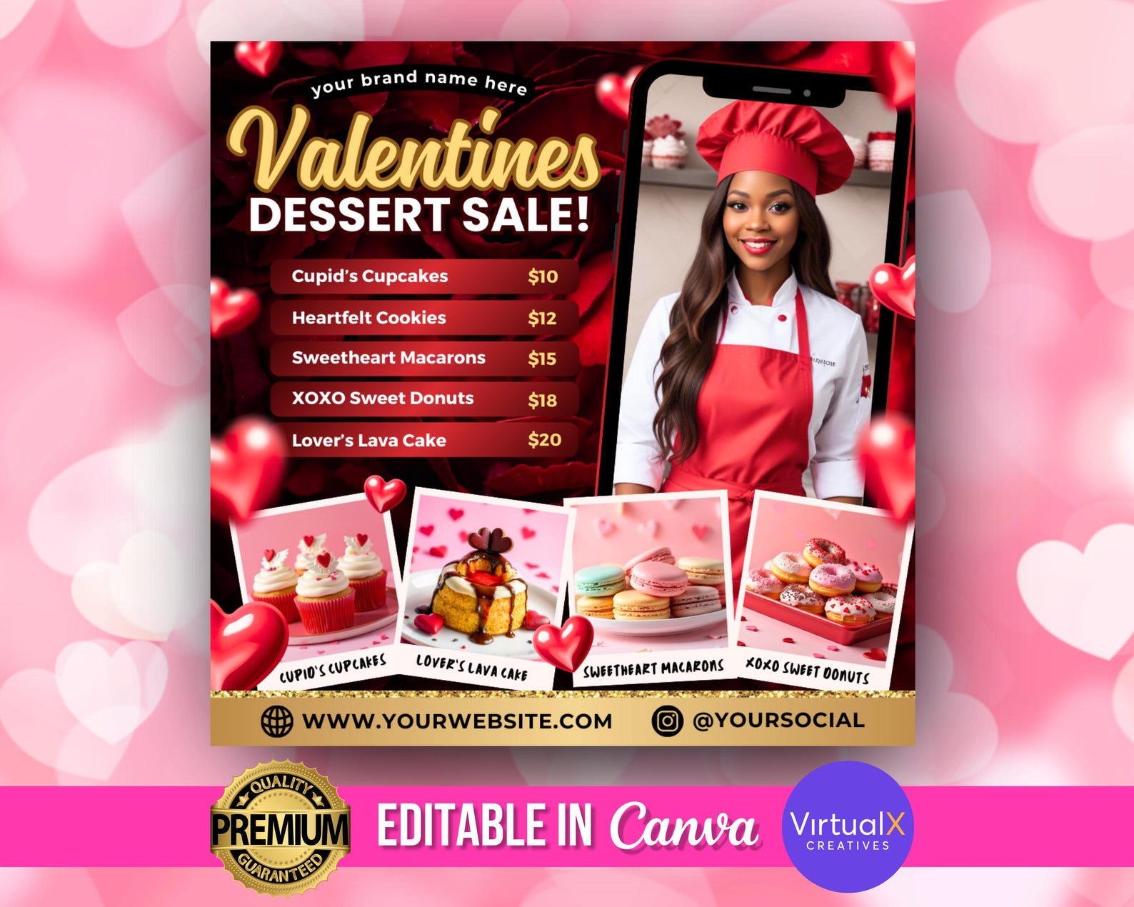 Valentines Bake Sale Flyer, Sweet Treats Sale Flyer, Valentine Dessert ...