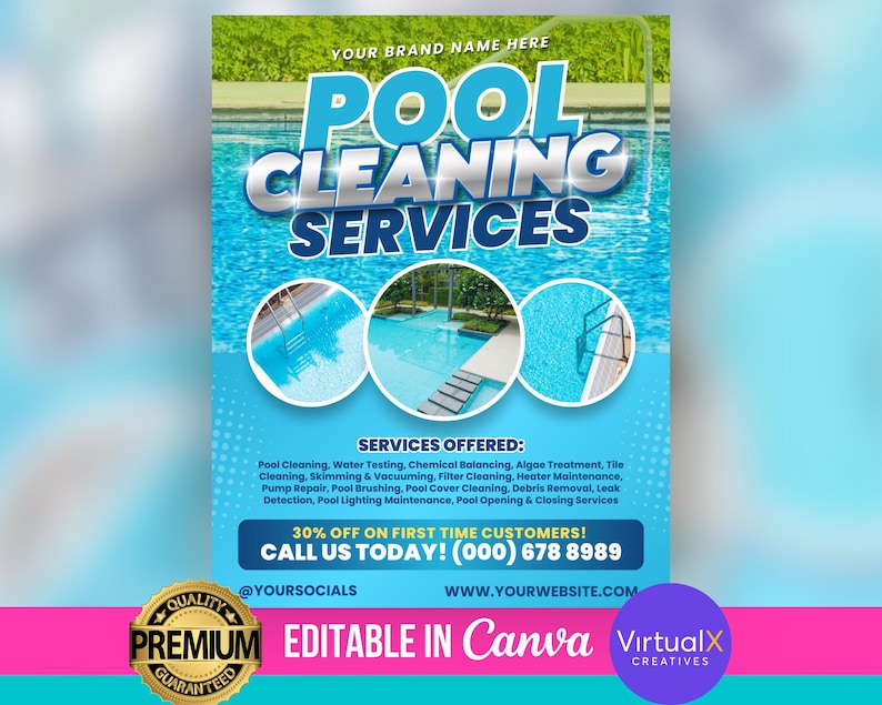 Pool Cleaning Service Flyer, Pool Care Business Flyer, Pool Expert ...