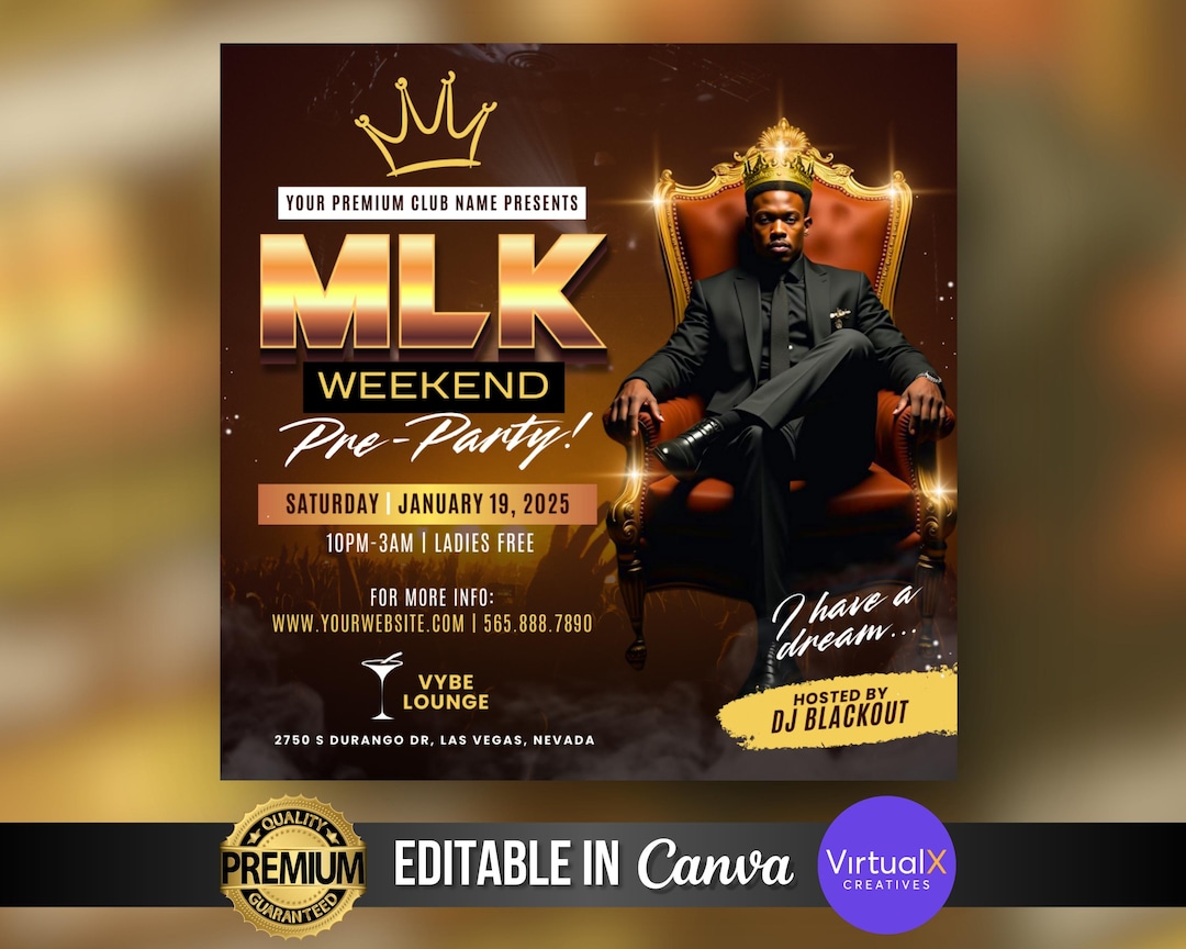 Martin Luther King Day Flyer, MLK Party Event Flyer, DJ Flyer Invite ...