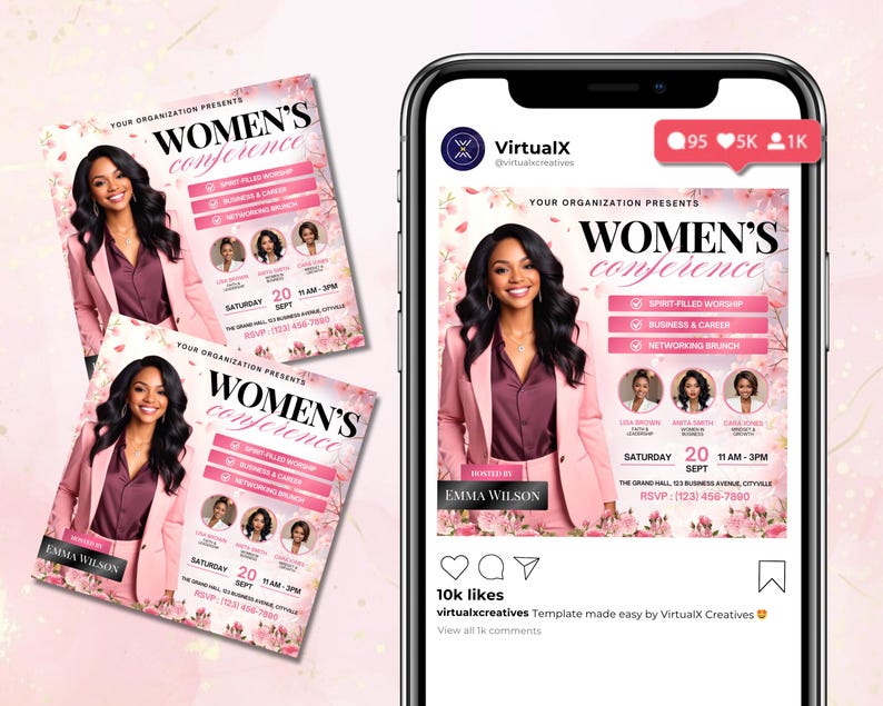 Women Network Flyer, Empowerment Event, Women's Meeting Conference ...