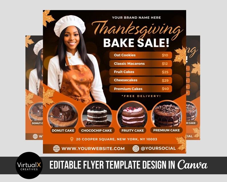 Thanksgiving Bake Desserts Flyer, Sweet Treats Sale Template, November ...