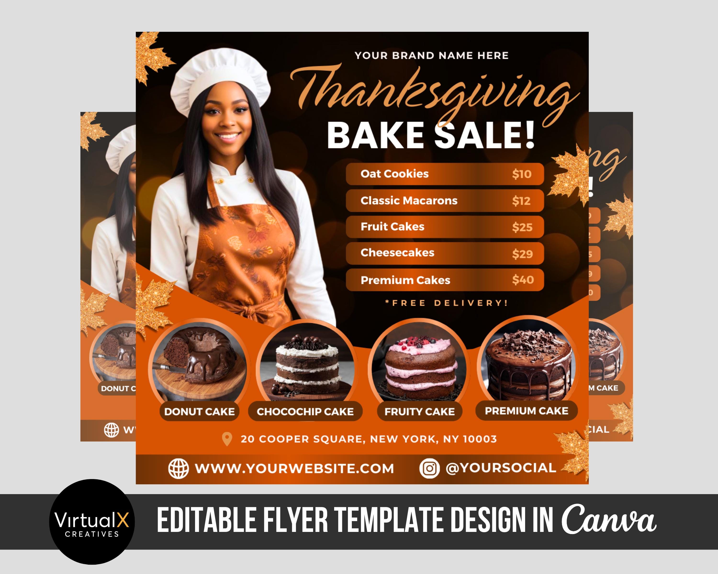 Thanksgiving Bake Desserts Flyer, Sweet Treats Sale Template, November ...