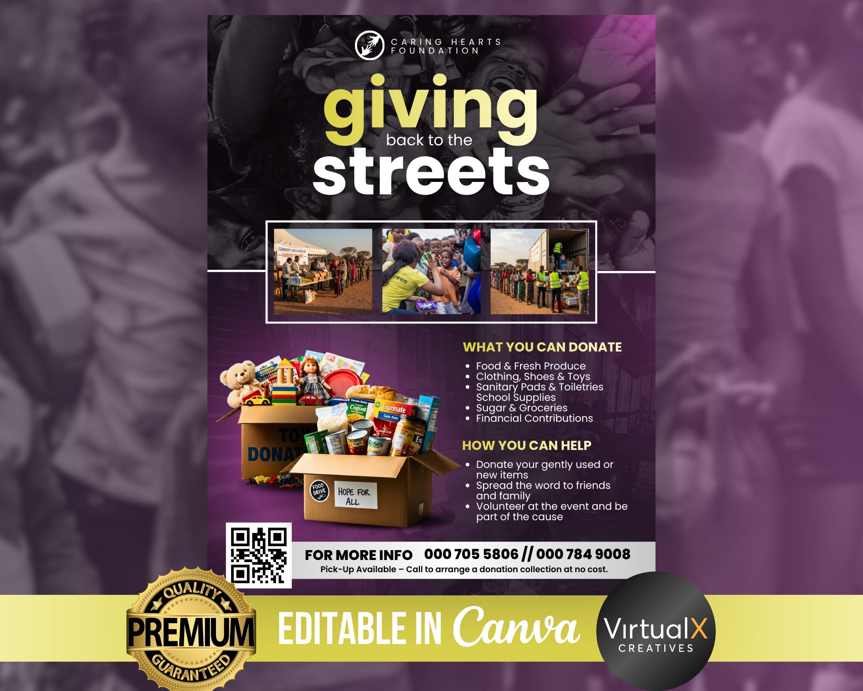 Giving Back Flyer Template | Editable Charity Donation Poster ...
