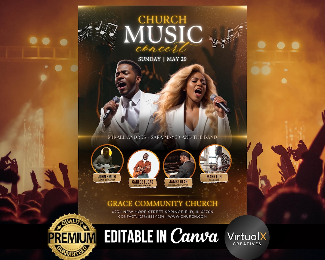 Church Music Concert Flyer, Sunday Service Flyer, Church Music Poster ...