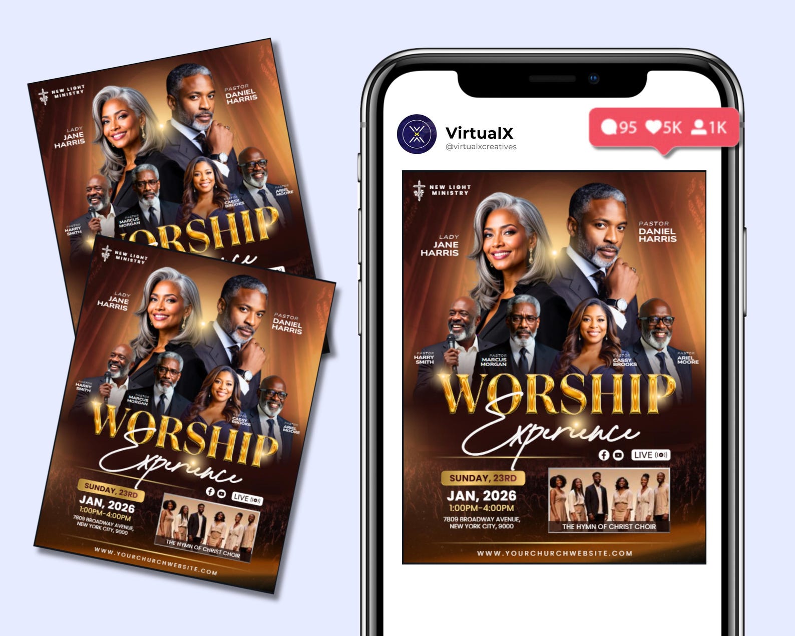 Sunday Worship Experience Flyer, Church Event Template, Christian ...