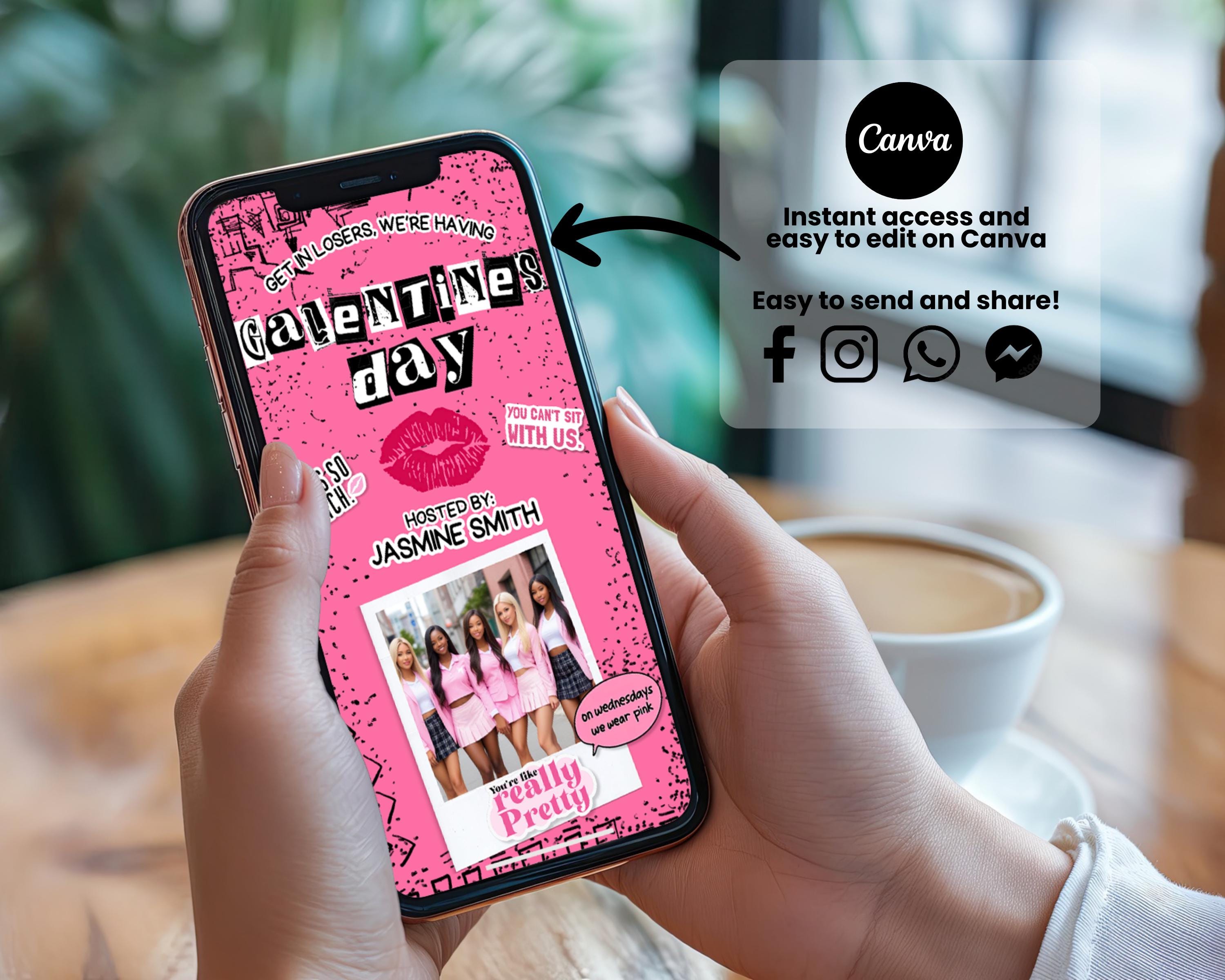 Galentines Burn Book Invitation, Animated Mean Girls Invite, Pink Girls ...