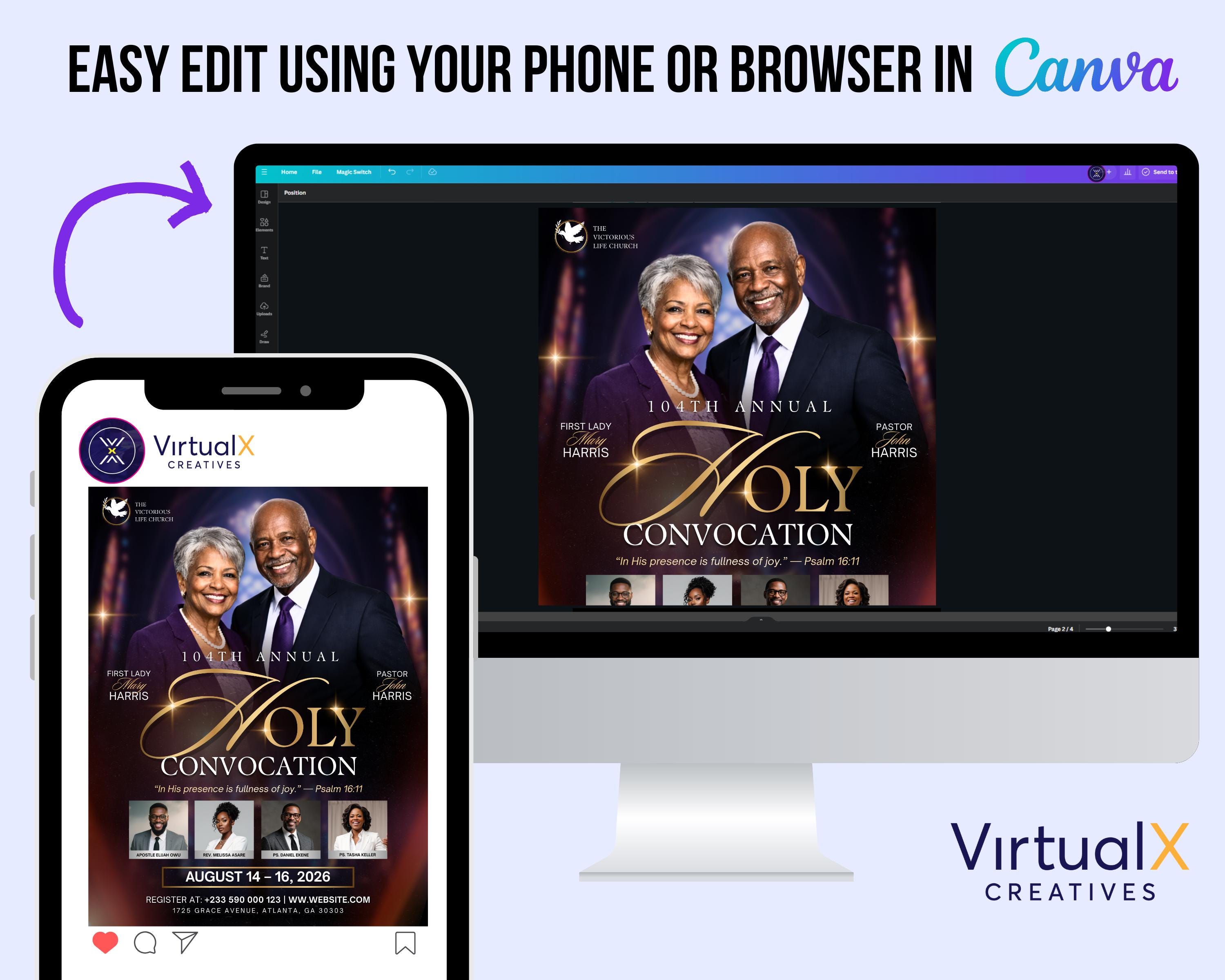 Holy Convocation Church Flyer Template | Pastor Anniversary Program ...