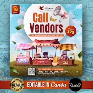 Call for Vendors Flyer, Pop up Shop Flyer, Community Vendor Event ...