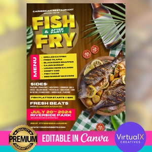 Fish and Fry Flyer, Canva Printable, DIY Template Design, Community ...