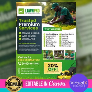 Lawn Care Flyer, Lawn Service Flyer, Yard Service Flyer, Lawn Mowing ...