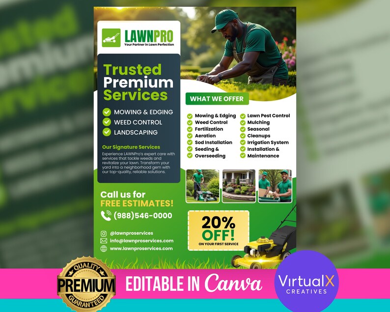 Lawn Care Flyer, Lawn Service Flyer, Yard Service Flyer, Lawn Mowing ...