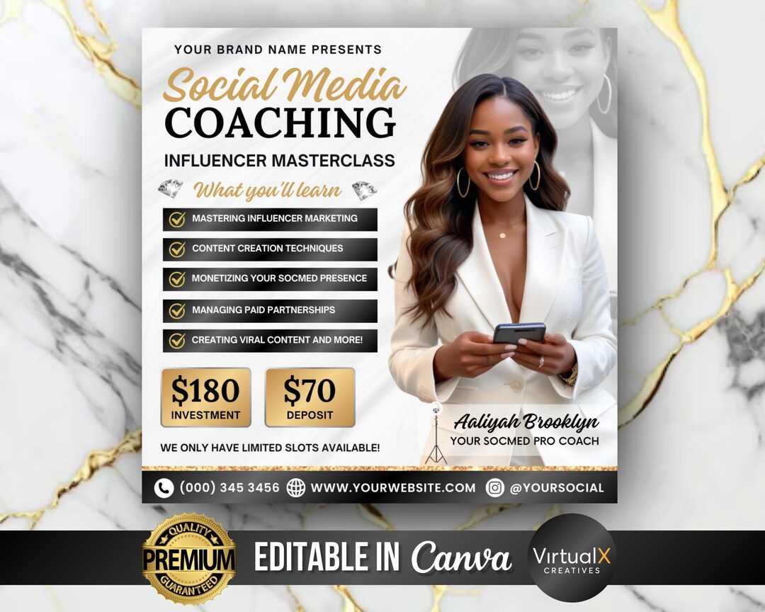 Social Media Coaching Flyer, Influencer Masterclass Training Flyer ...